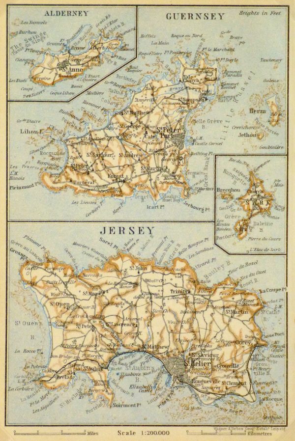Map of English Channel Islands, 1927 - Original Art, Antique Maps & Prints