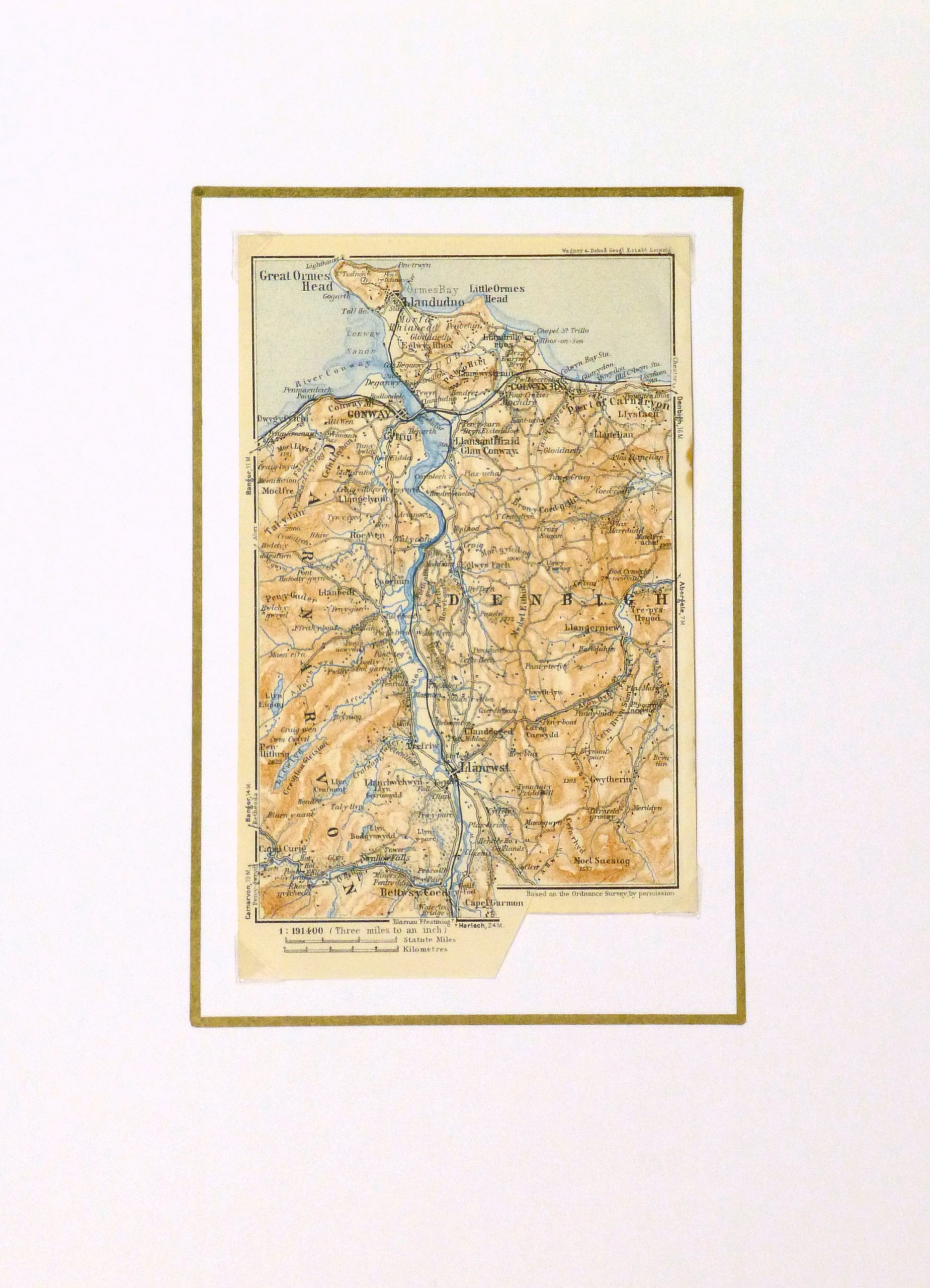 Map of River Conwy, Wales, 1927 - Original Art, Antique Maps & Prints