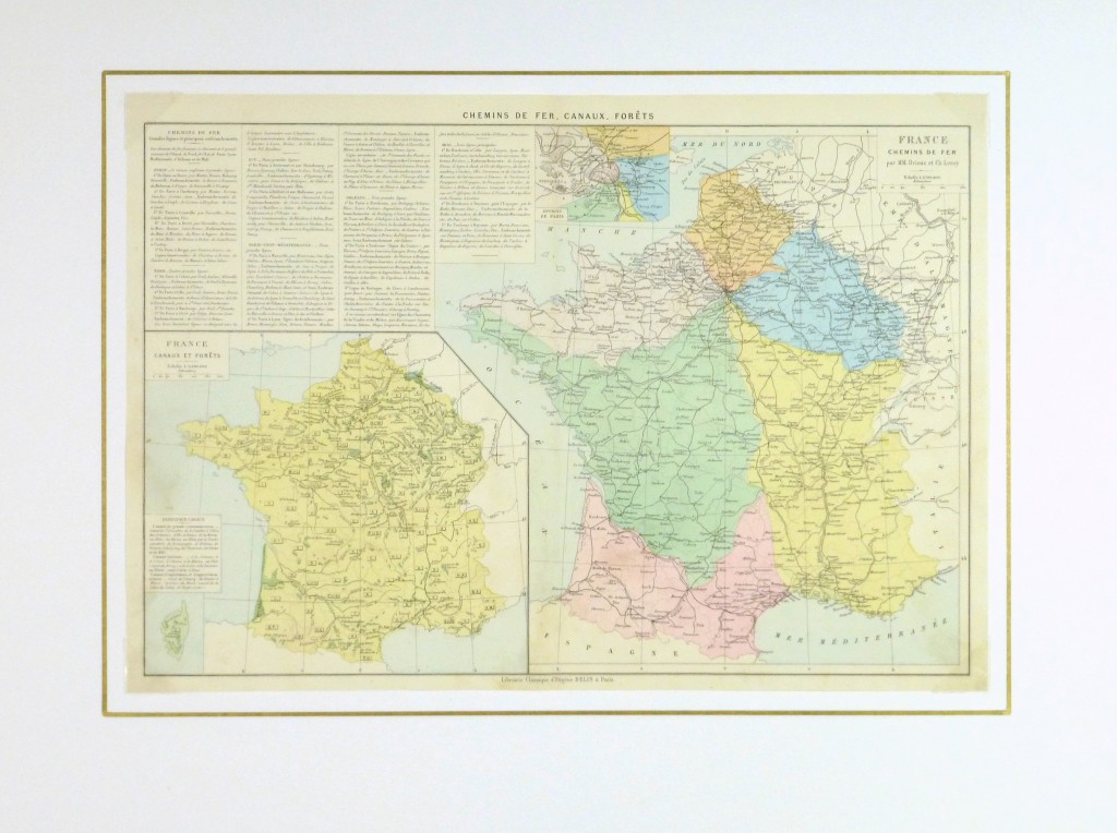 France Railways Map, 1883 - Original Art, Antique Maps & Prints