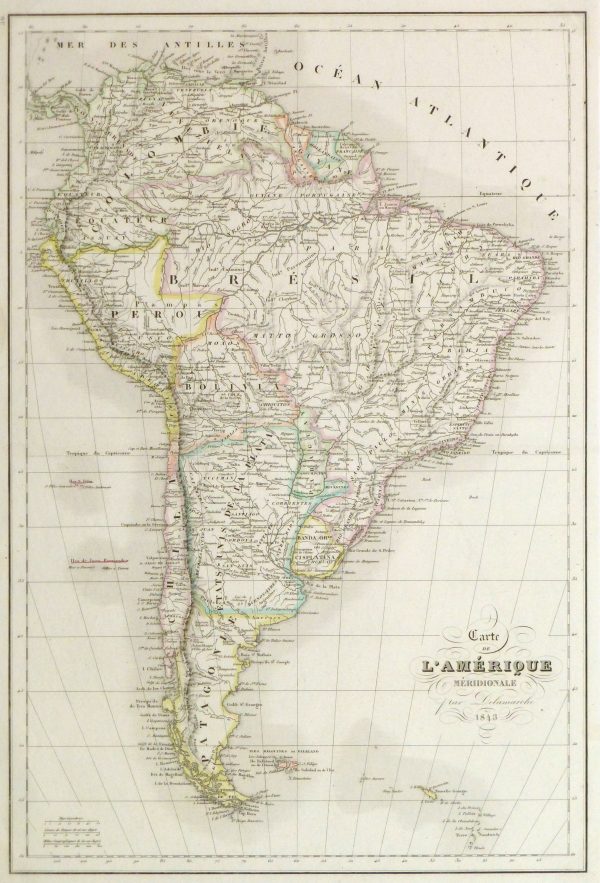South America Map, 1843 - Original Art, Antique Maps & Prints