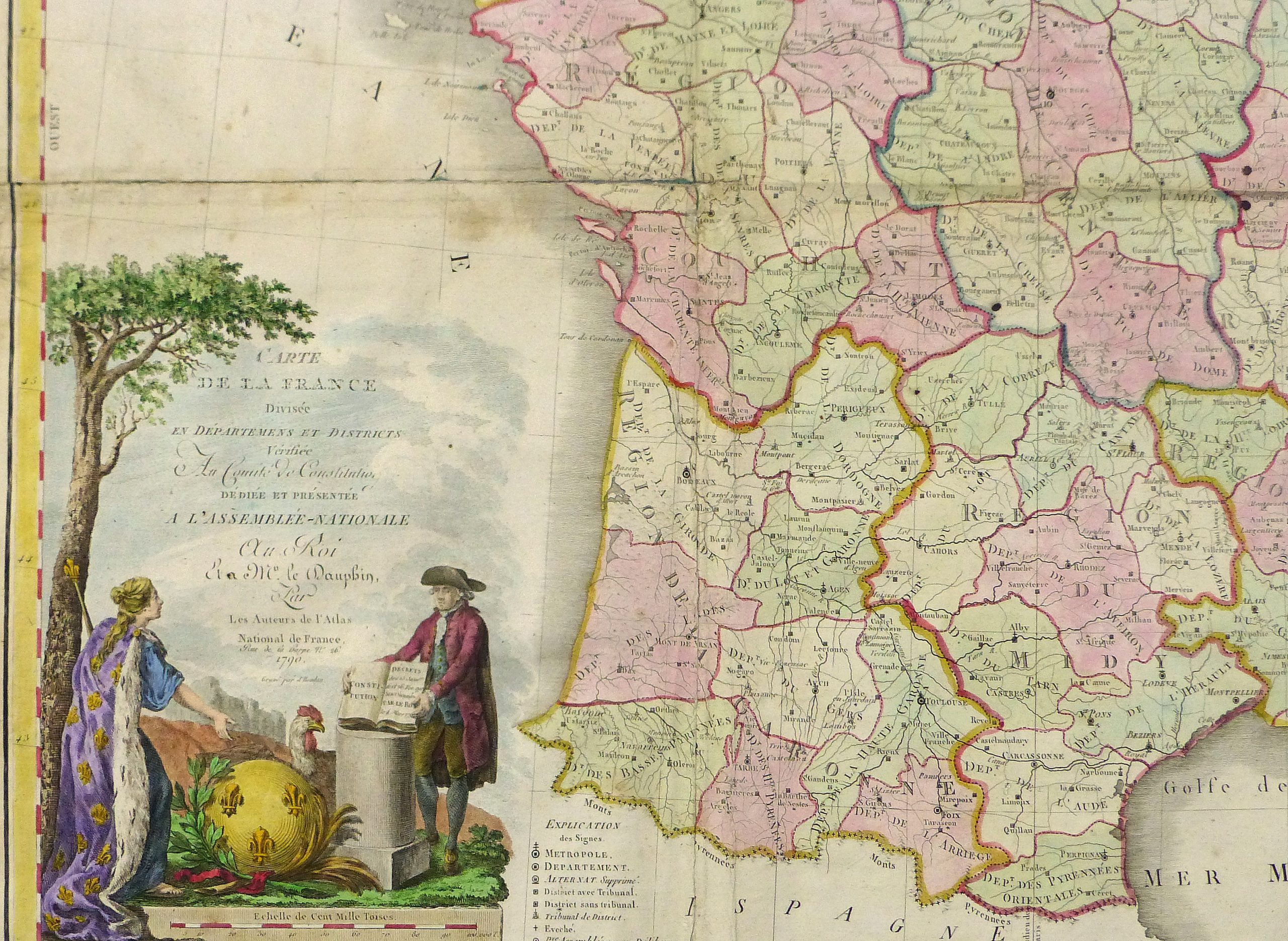 Large Map of France, 1790 - Original Art, Antique Maps & Prints
