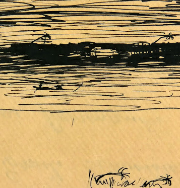 Pen & Ink Drawing - The Storm, Circa 1900