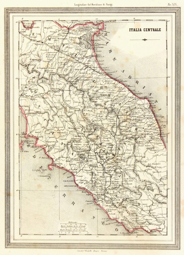 Central Italy Map, 1885 - Original Art, Antique Maps & Prints