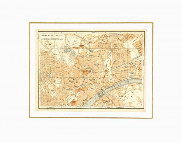 Newcastle England Map, 1927 - Original Art, Antique Maps & Prints