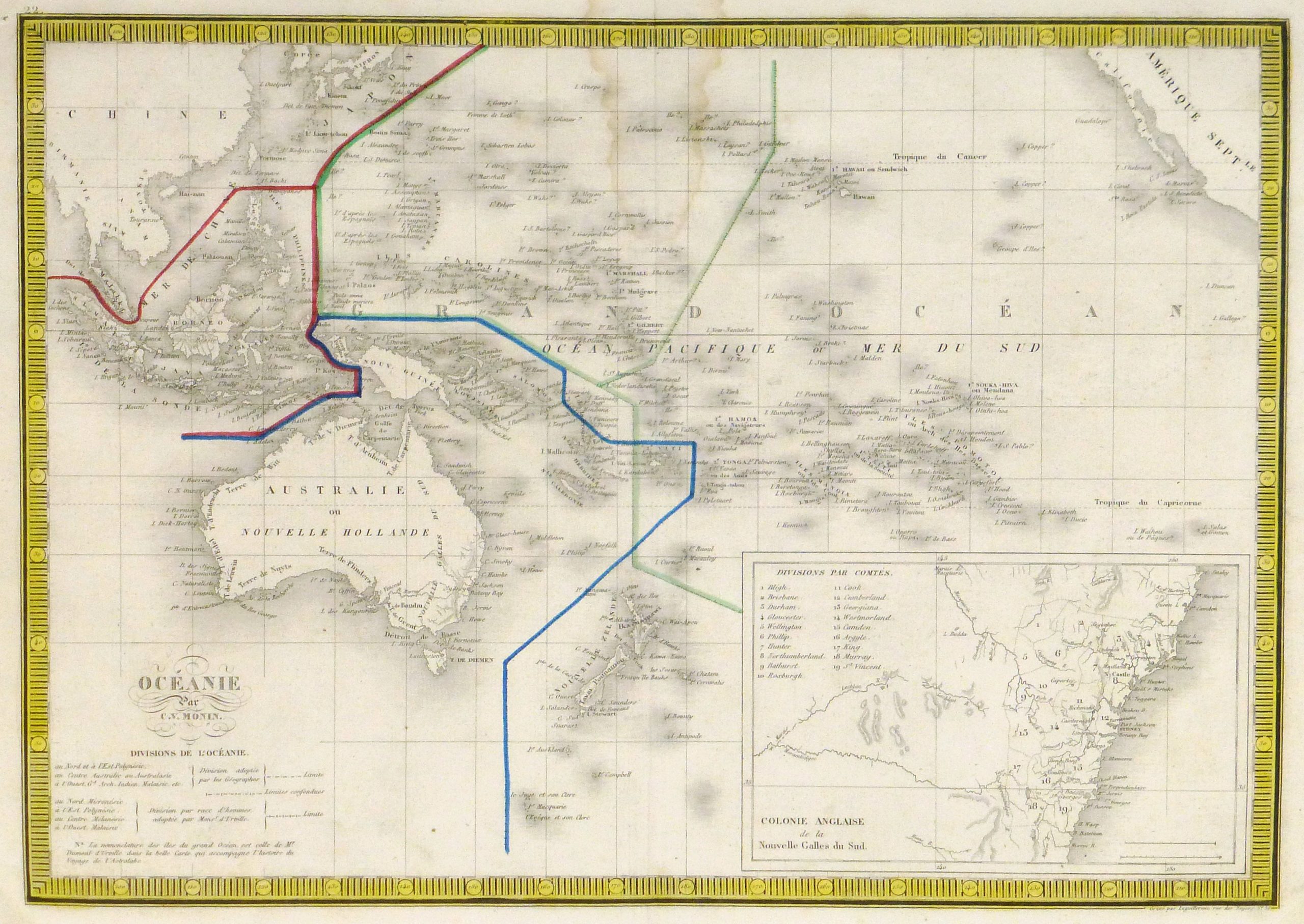 Pacific Ocean Map, 1842 - Original Art, Antique Maps & Prints