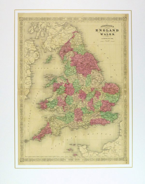 England & Wales Map, 1868 - Original Art, Antique Maps & Prints