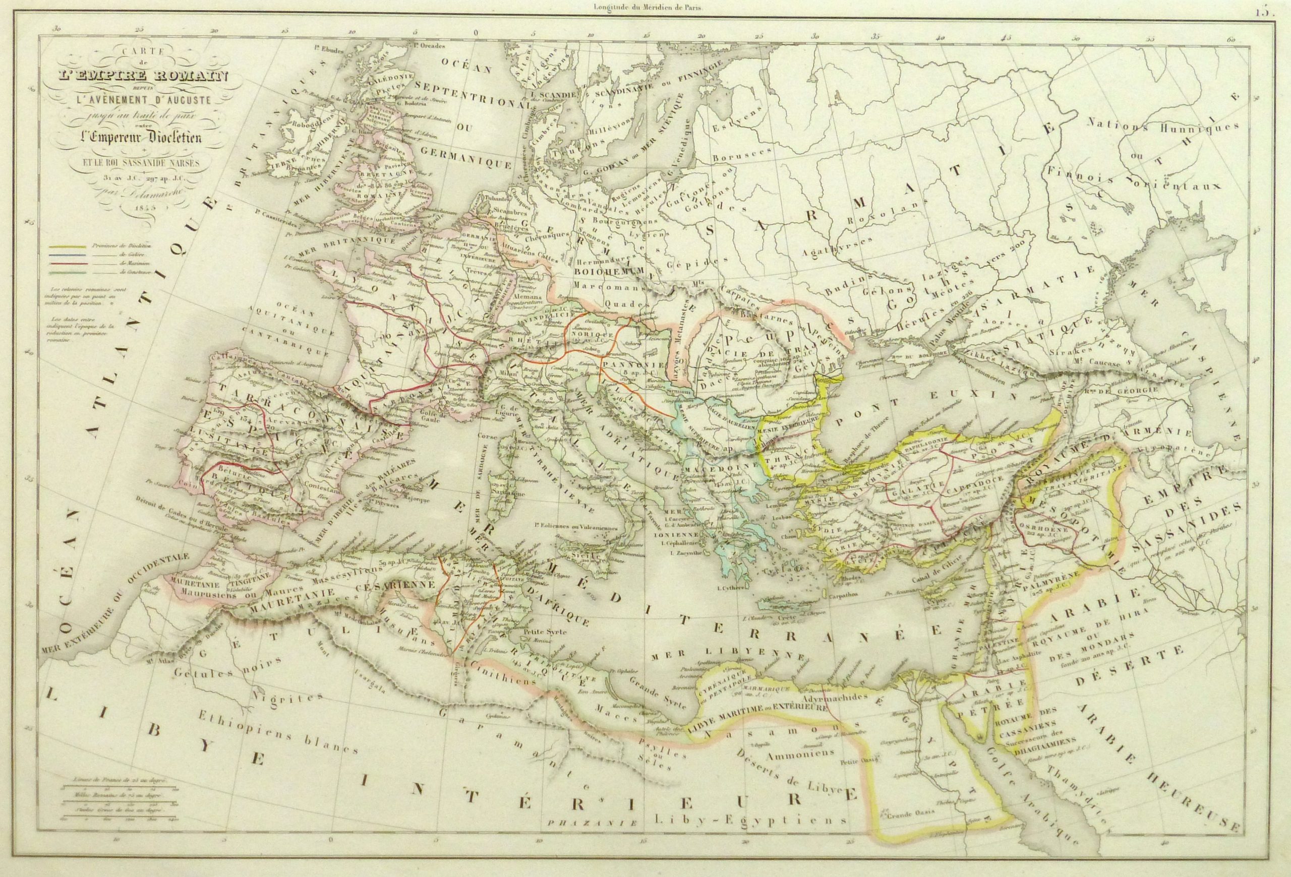 Roman Empire Map, 1845