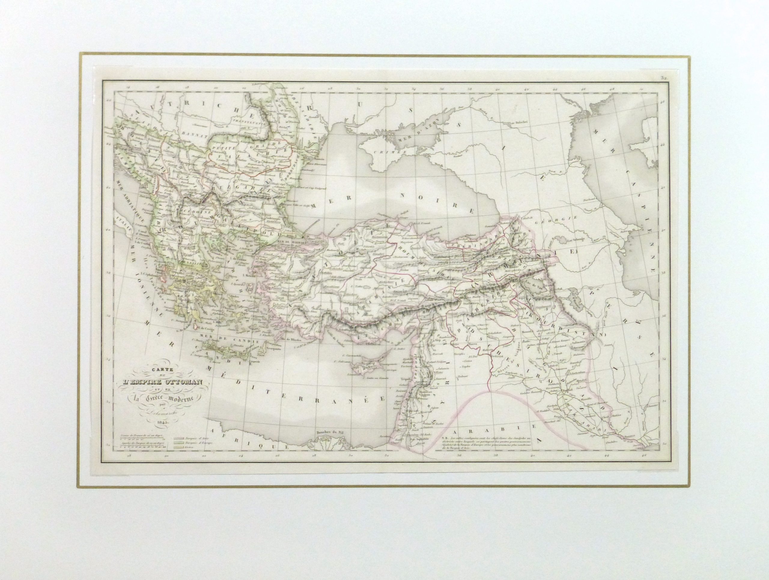 Vintage Ottoman Empire Map, 1845 - Original Art, Antique Maps & Prints