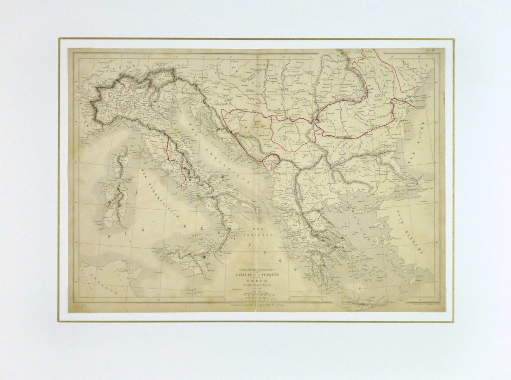 Southern Europe Map, 1884 - Original Art, Antique Maps & Prints