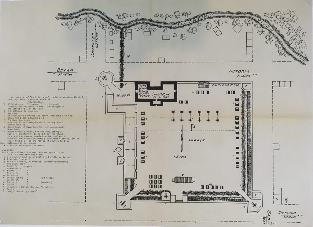"Fort Defiance" La Bahia Mission, Texas Revolution Military Map, 1938 ...