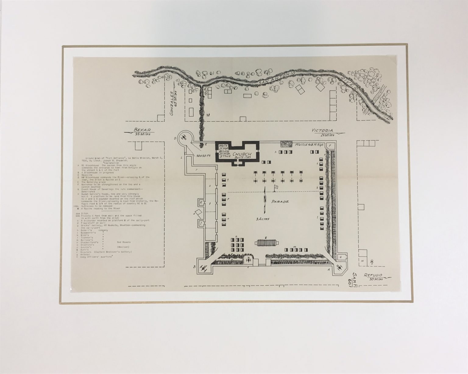 "Fort Defiance" La Bahia Mission, Texas Revolution Military Map, 1938 ...