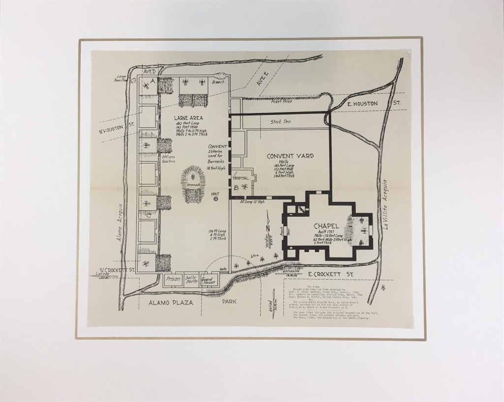 Layout of the Alamo during the Siege, Texas Revolution Military Map ...