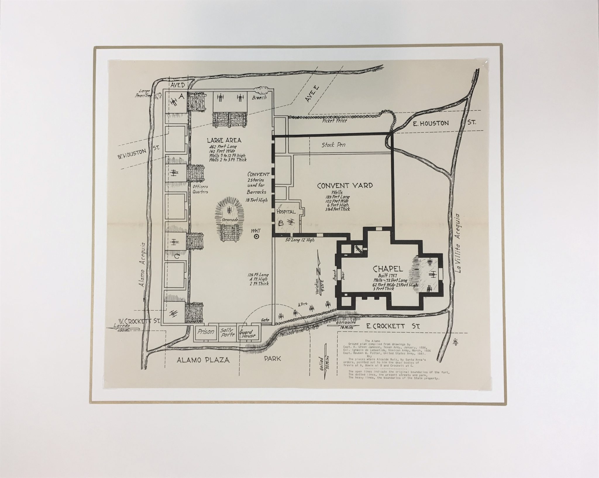 Layout of the Alamo during the Siege, Texas Revolution Military Map ...