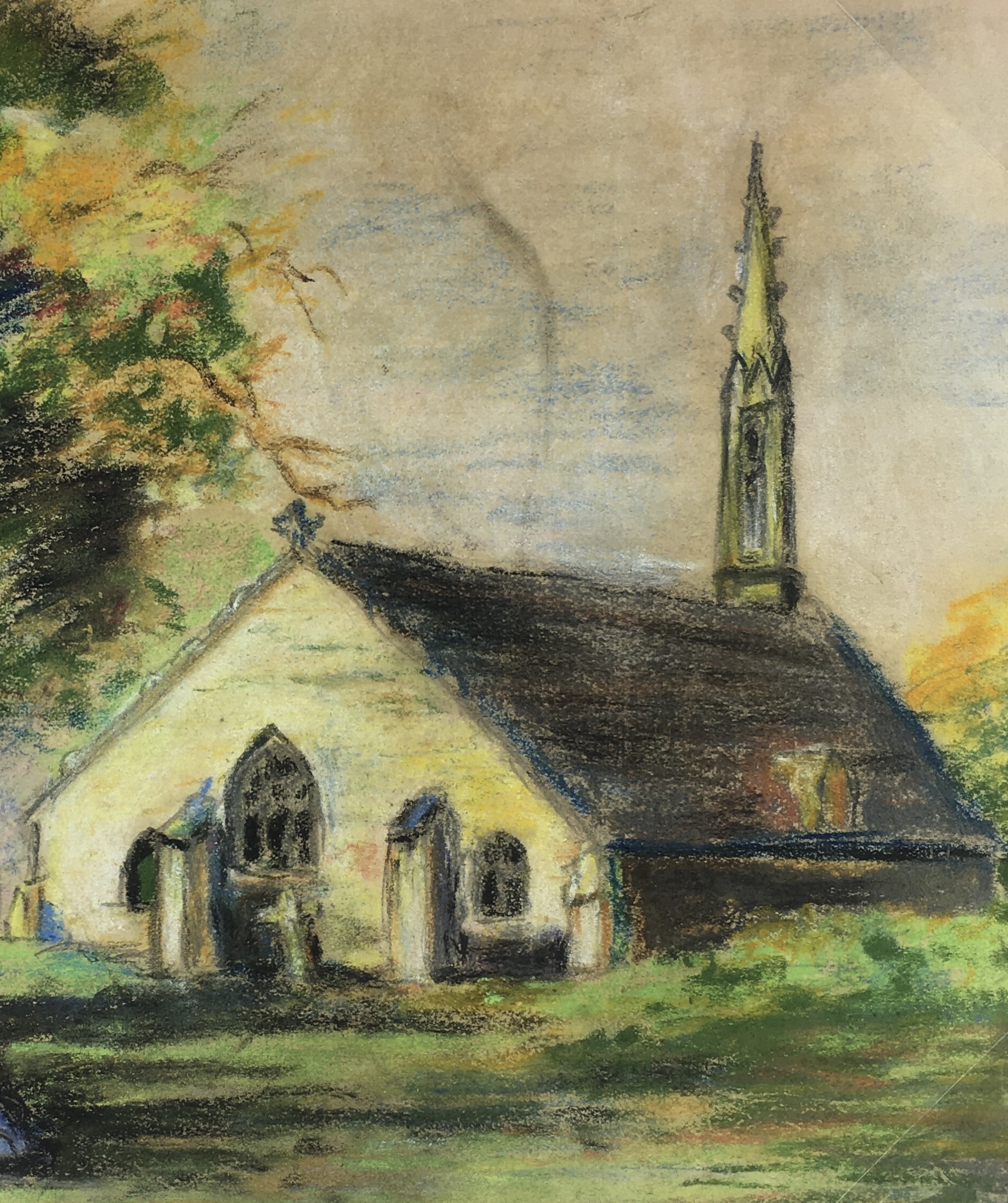 Churches & Chapels Original Art - Pastel - Bretagne, French, c.1930 ...