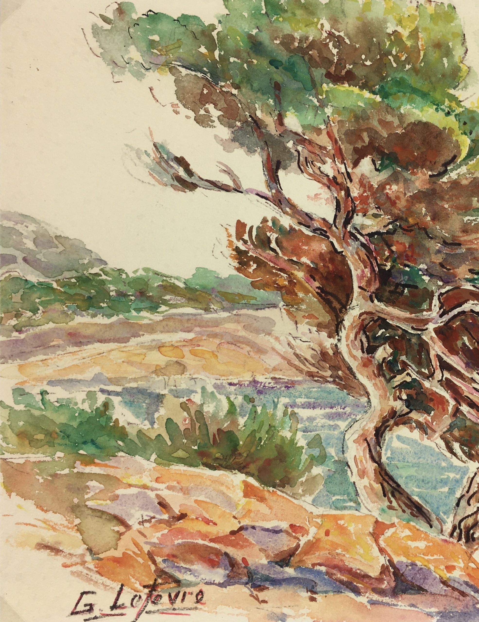 Coastal France Original Art - Côte d' Azur, G. Lefevre, 1968 - Original ...