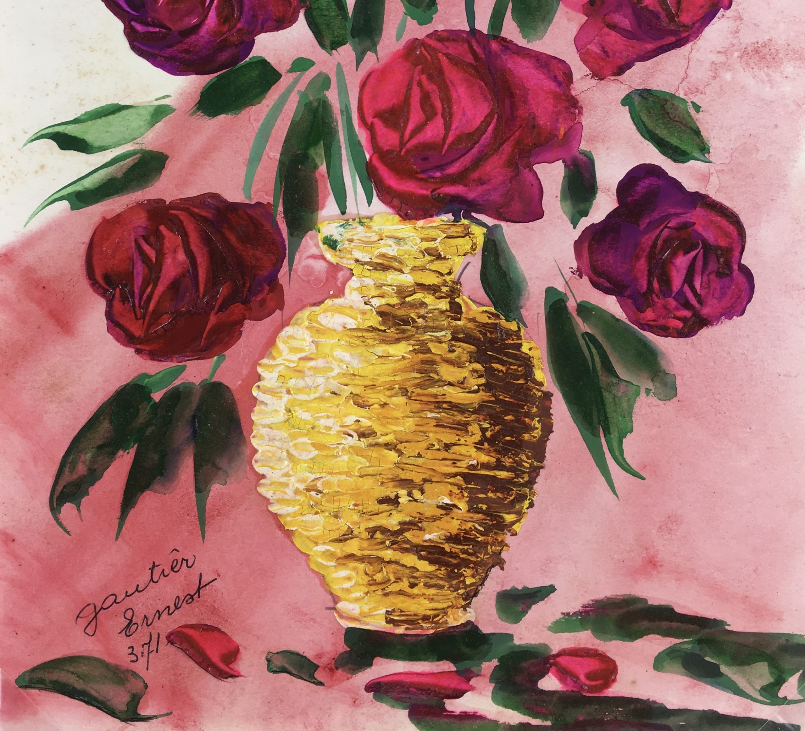 Flowers & Plants Original Art - Roses, Ernest Gauthier, 1971 - Original ...