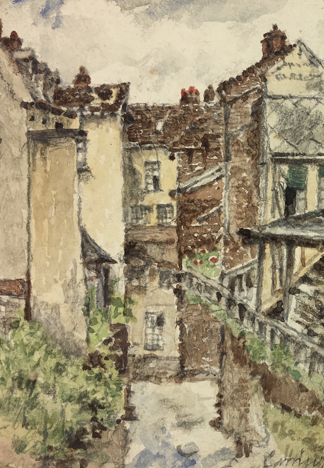 France Original Art - French Town, Camier, 1931 - Original Art, Antique ...