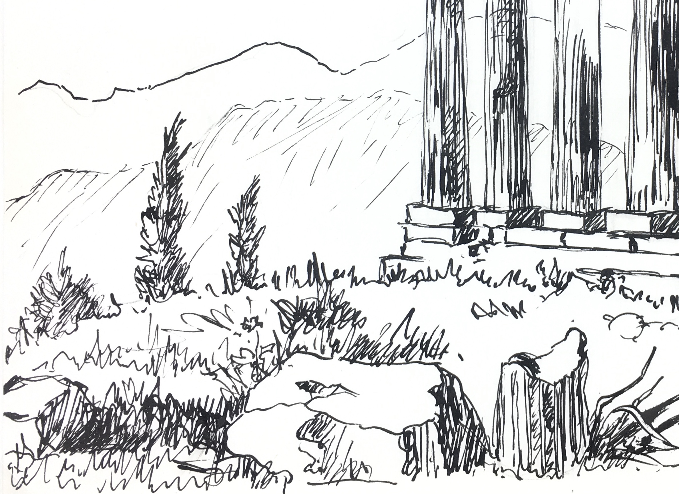 Italy Original Art - Pen & Ink - Ancient Ruins, c.1980 - Original Art ...