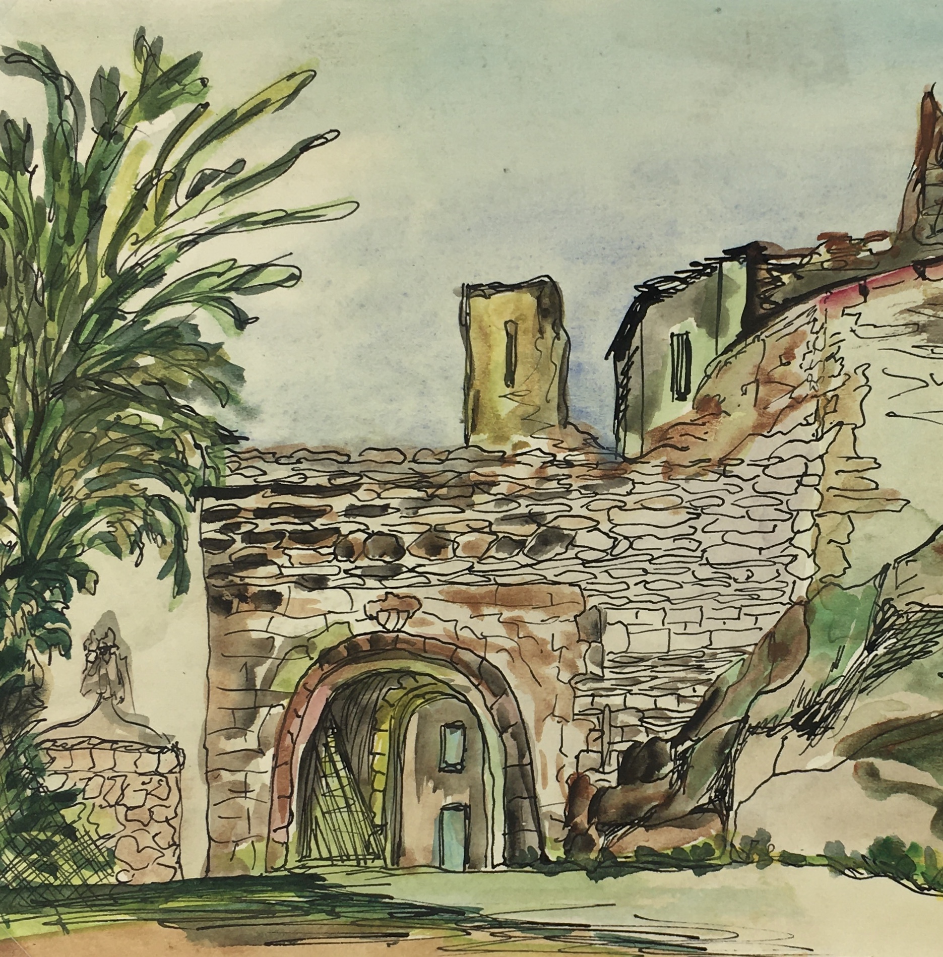 Provence, France Original Art - Ink/Watercolor - Provence, c.1960 ...