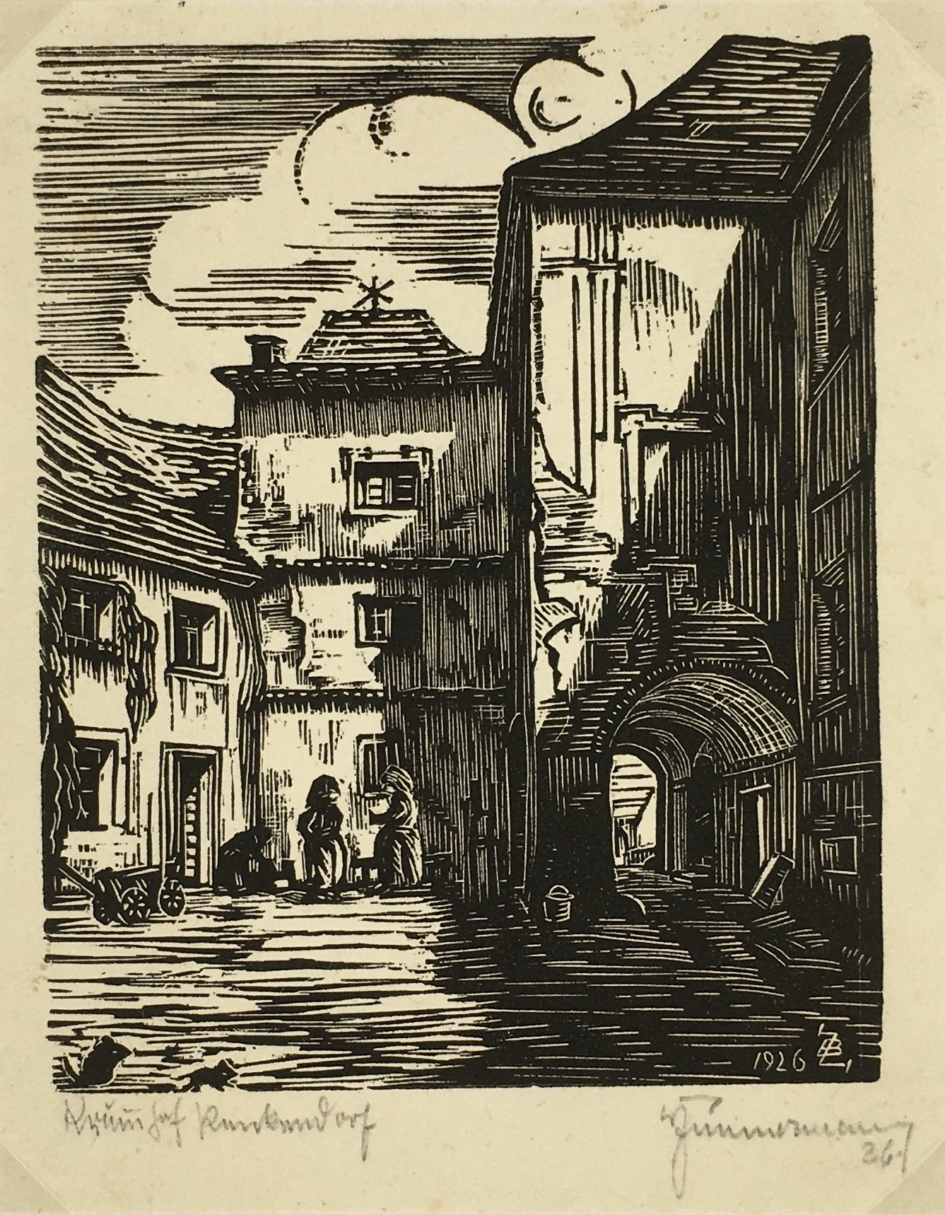 Engravings & Etchings Original Art - Woodblock, German, Signed, 1926 ...