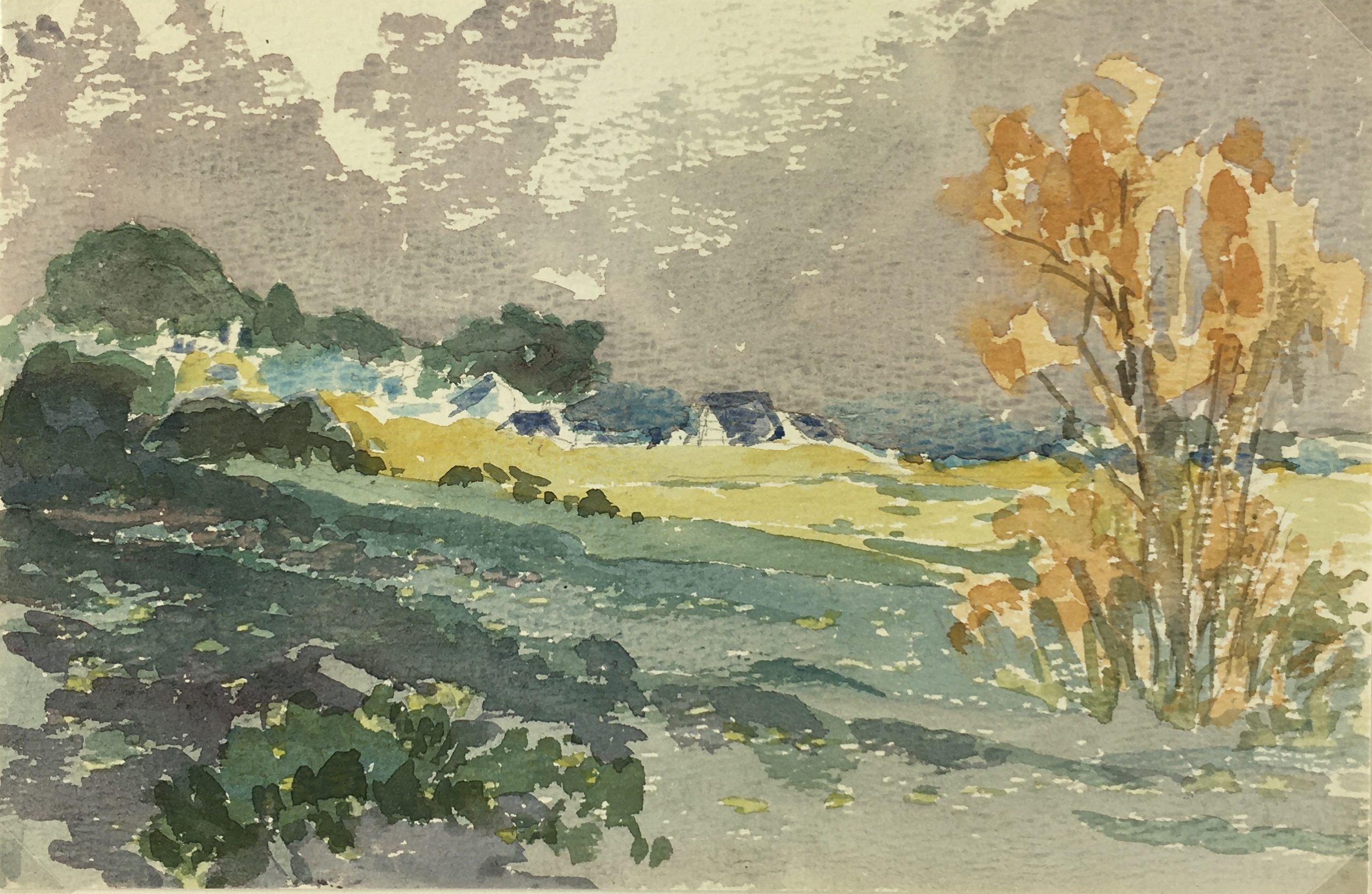 Landscapes Original Art - Watercolor - Oncoming Autumn, C. Herbetz, c ...
