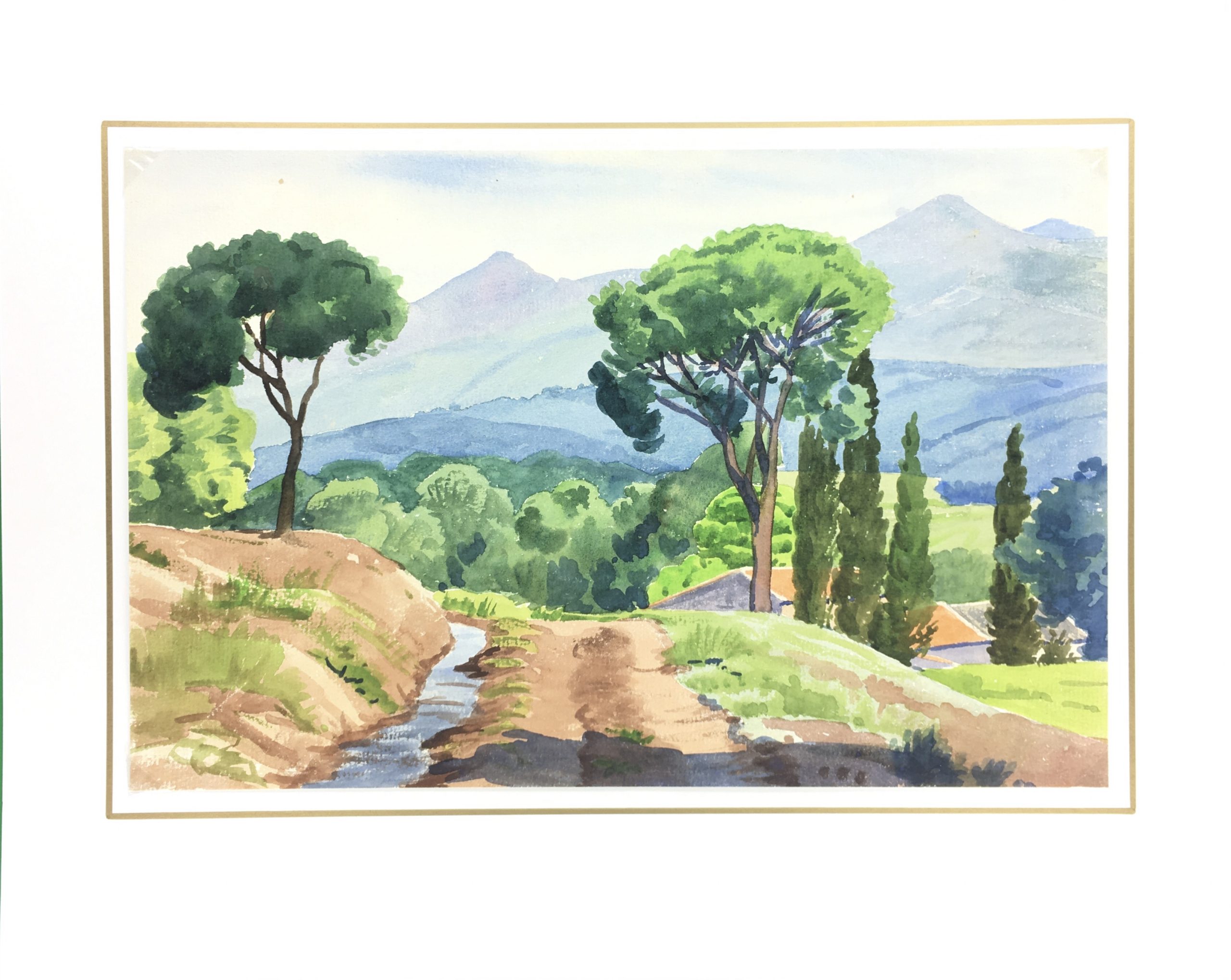 Landscapes Original Art - Water Near Path, French, c.1960 - Original ...