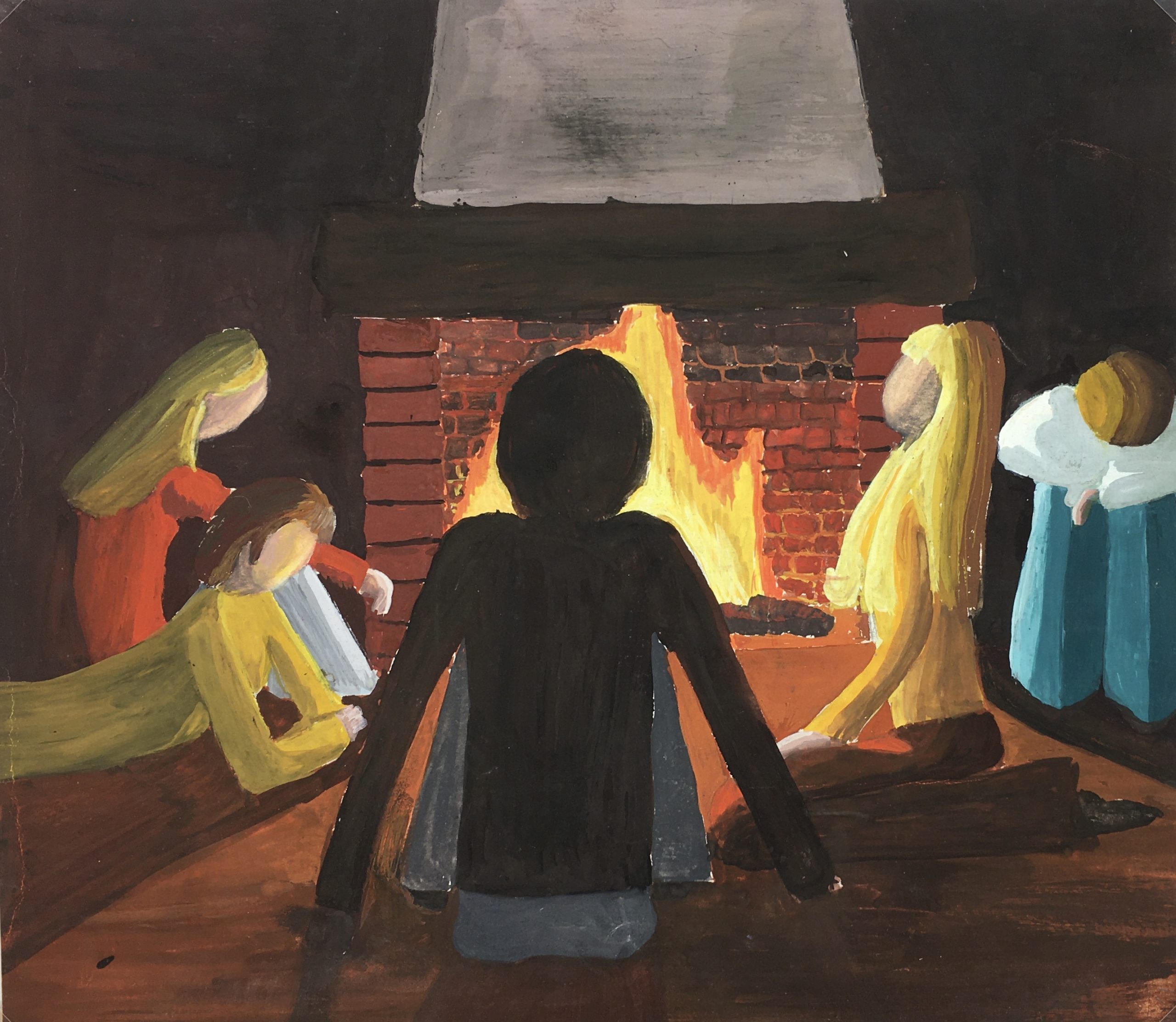 Figures Original Art - Fireplace, C.1980 - Original Art, Antique Maps ...