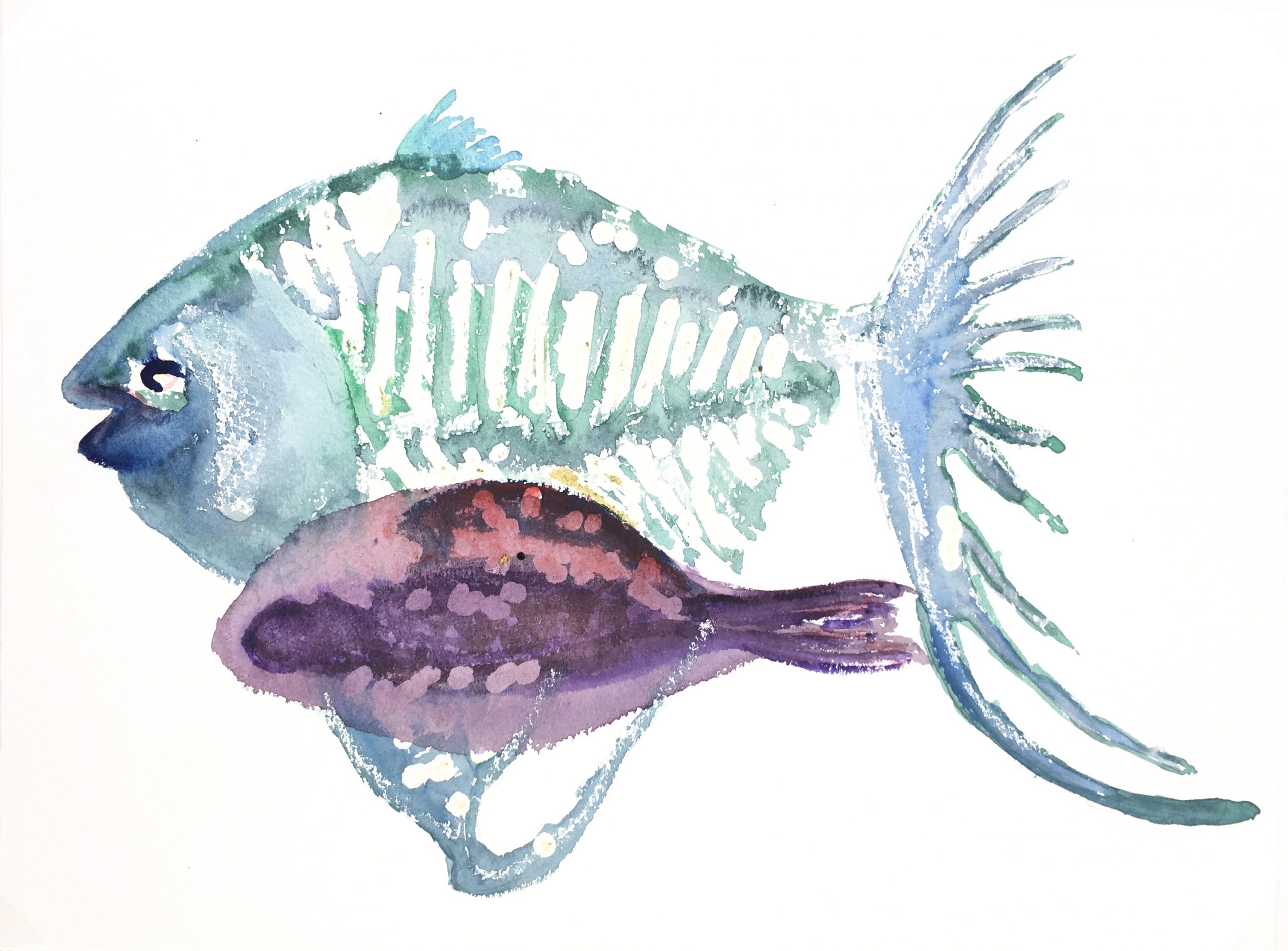 Animals Fish & Fishing Original Art - Turqouise Fish, 2000 - Original ...