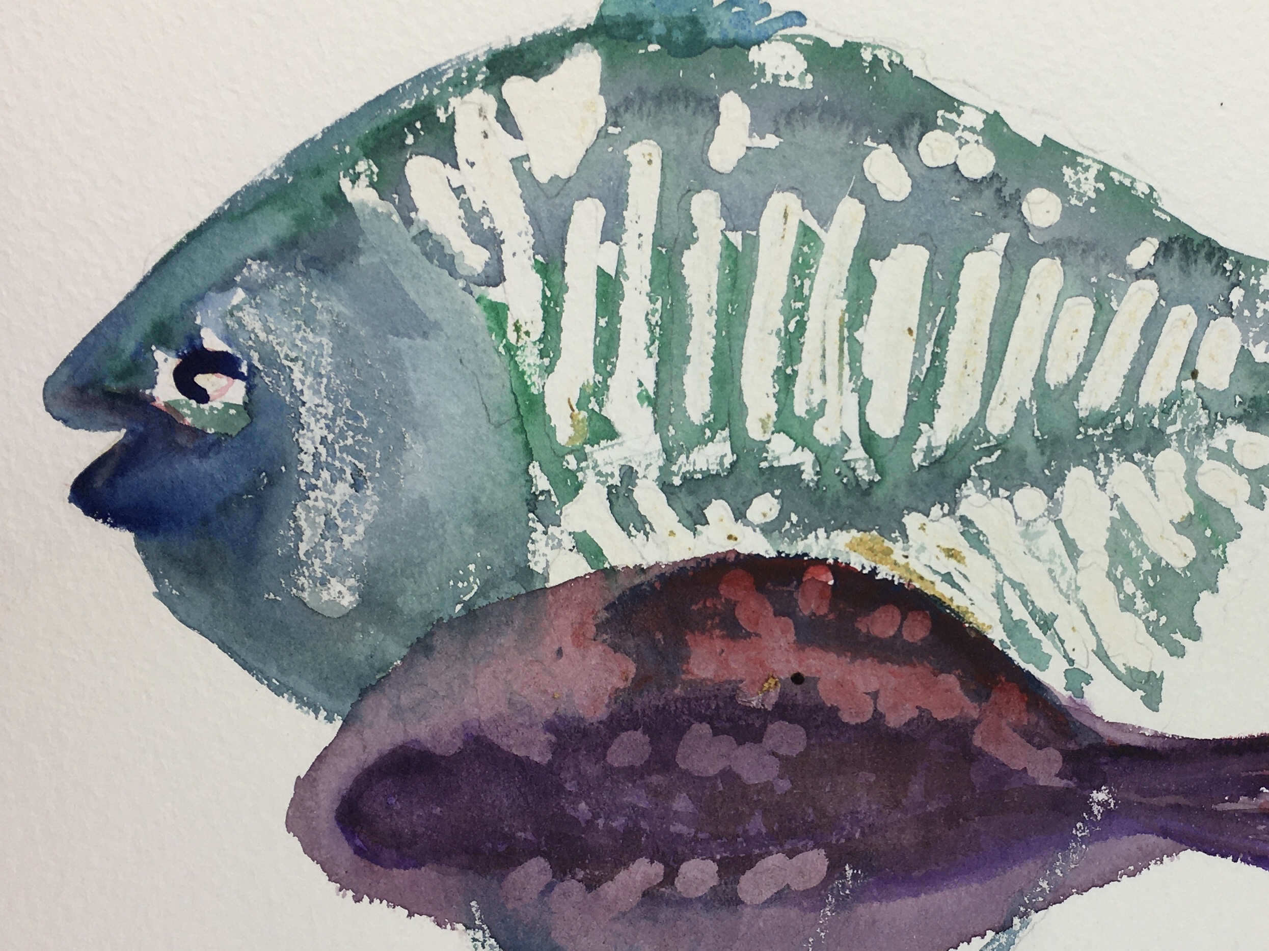 Animals Fish & Fishing Original Art - Turqouise Fish, 2000 - Original ...