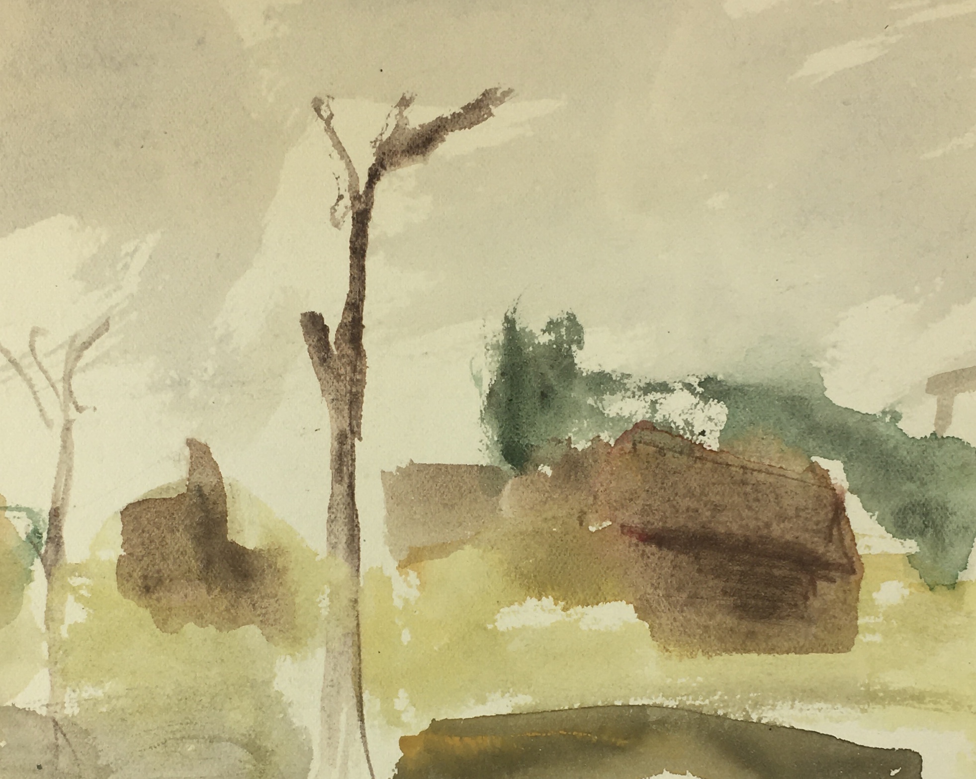 Trees Original Art - Landscape, Signed, - Original Art, Antique Maps ...