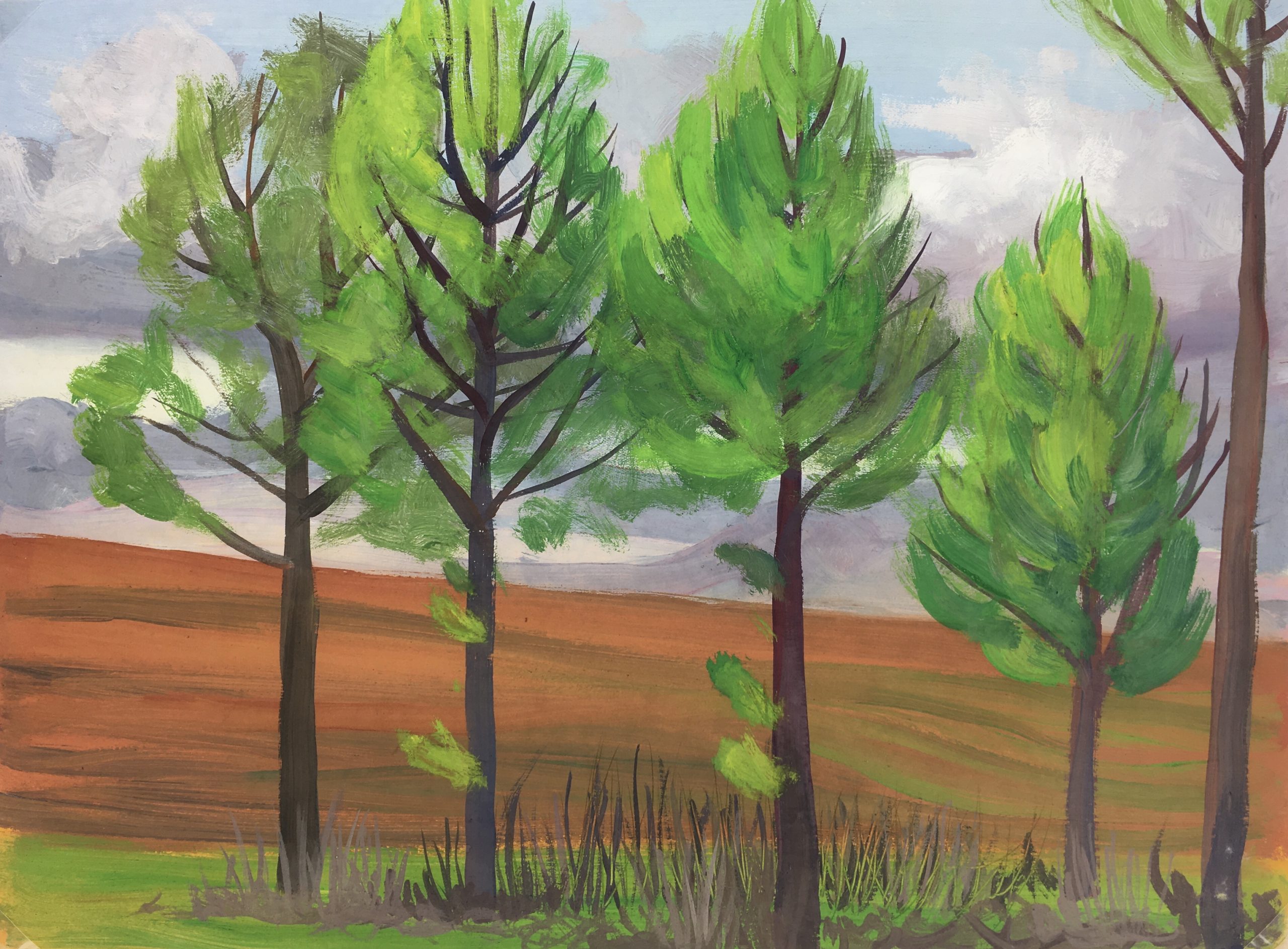 Trees Original Art - Vivid Landscape, J. Quincy, 1960 - Original Art ...