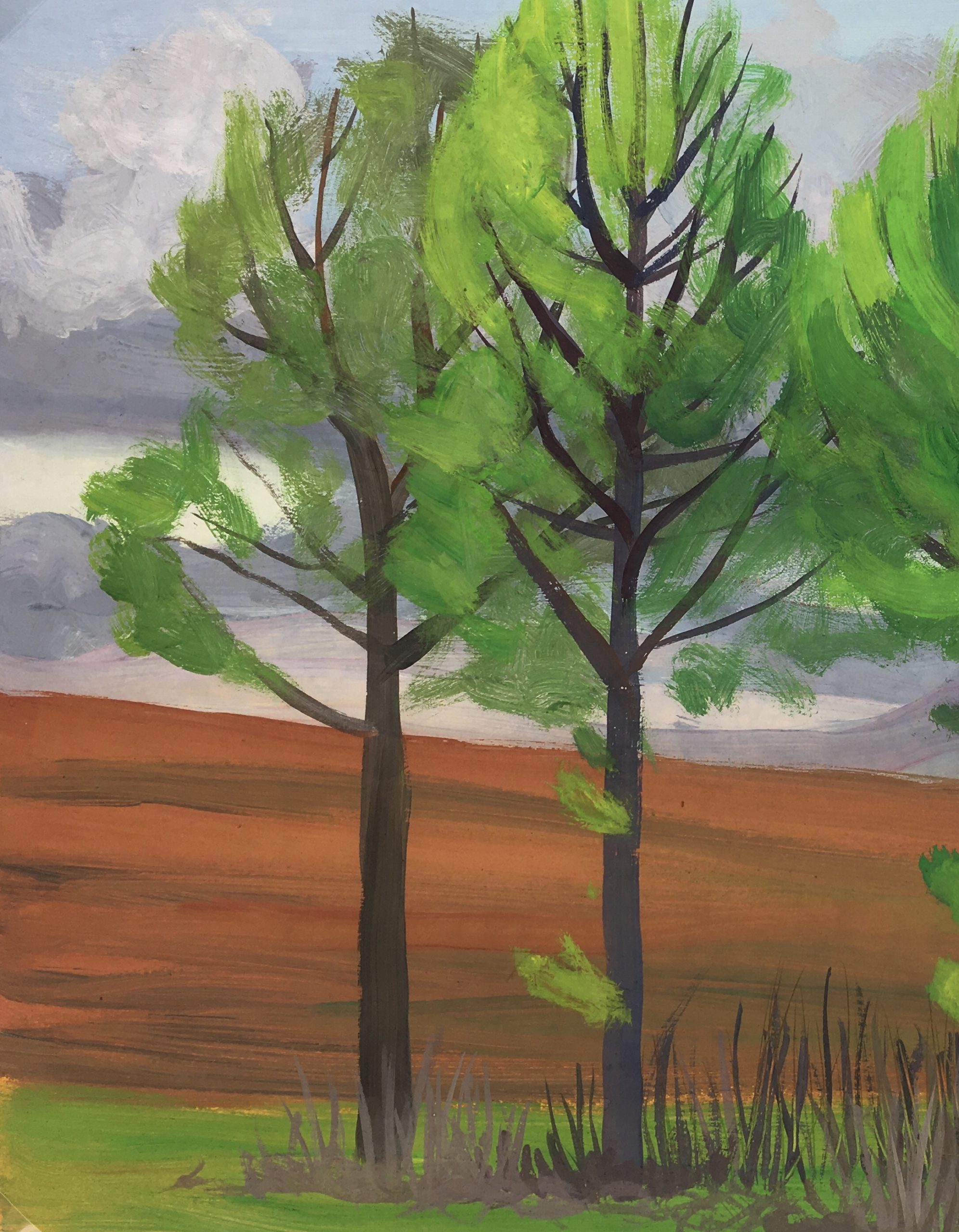 Trees Original Art - Vivid Landscape, J. Quincy, 1960 - Original Art ...