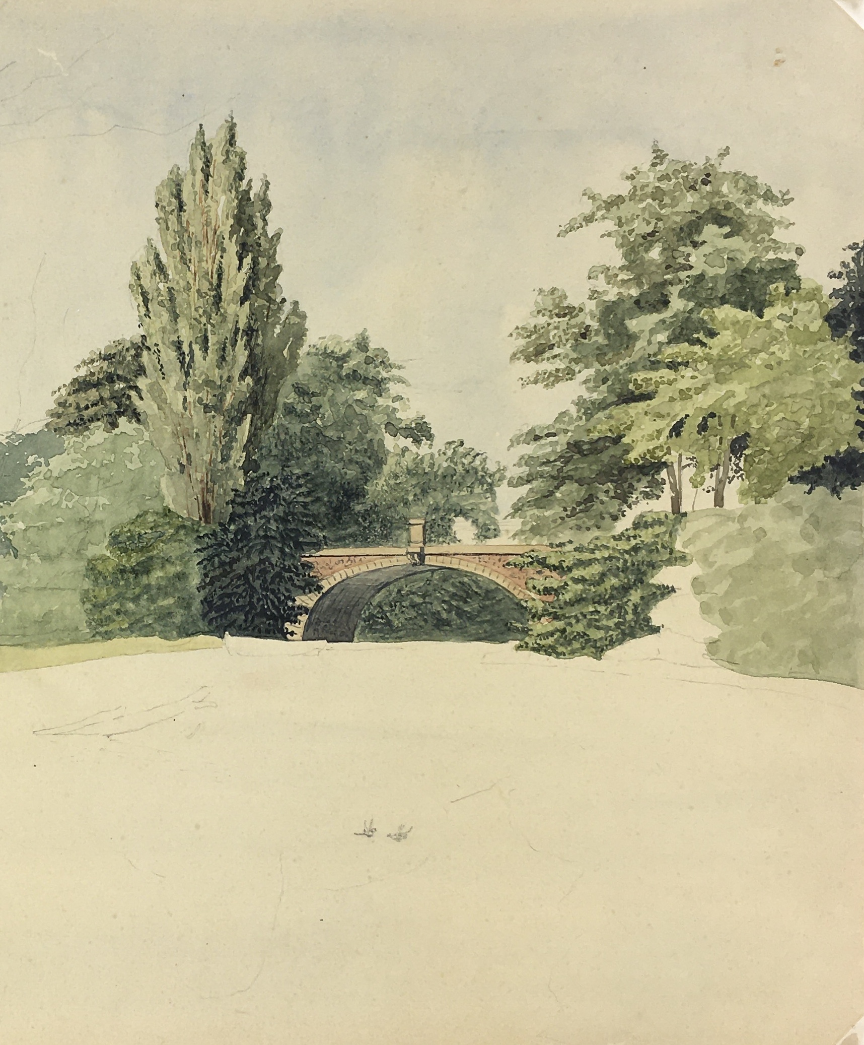 Landscapes Original Art - Landscape Sketch, French, c. 1930 - Original ...