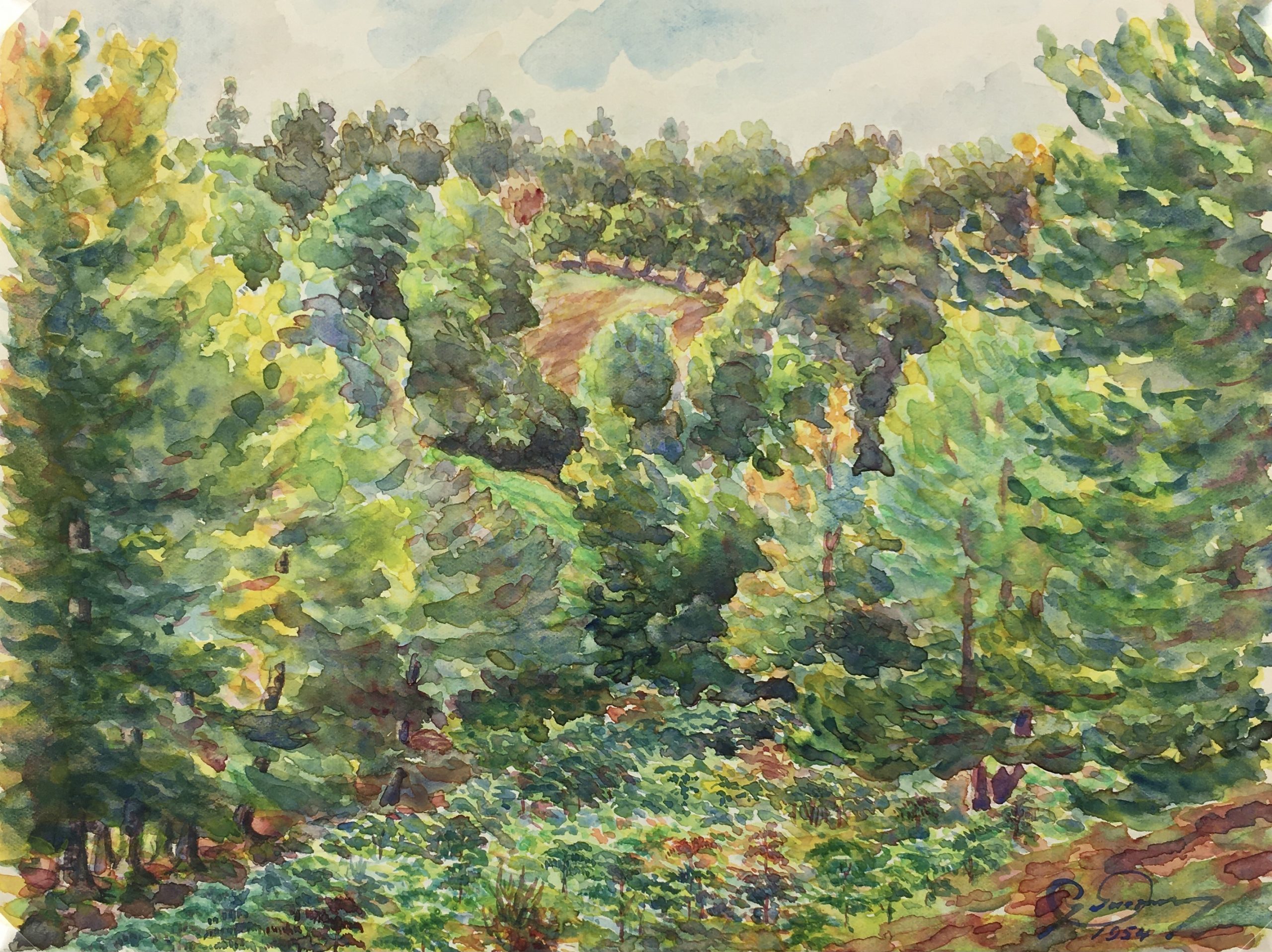 Landscapes Original Art - Forest on a Hill, Guerney, 1954 - Original ...