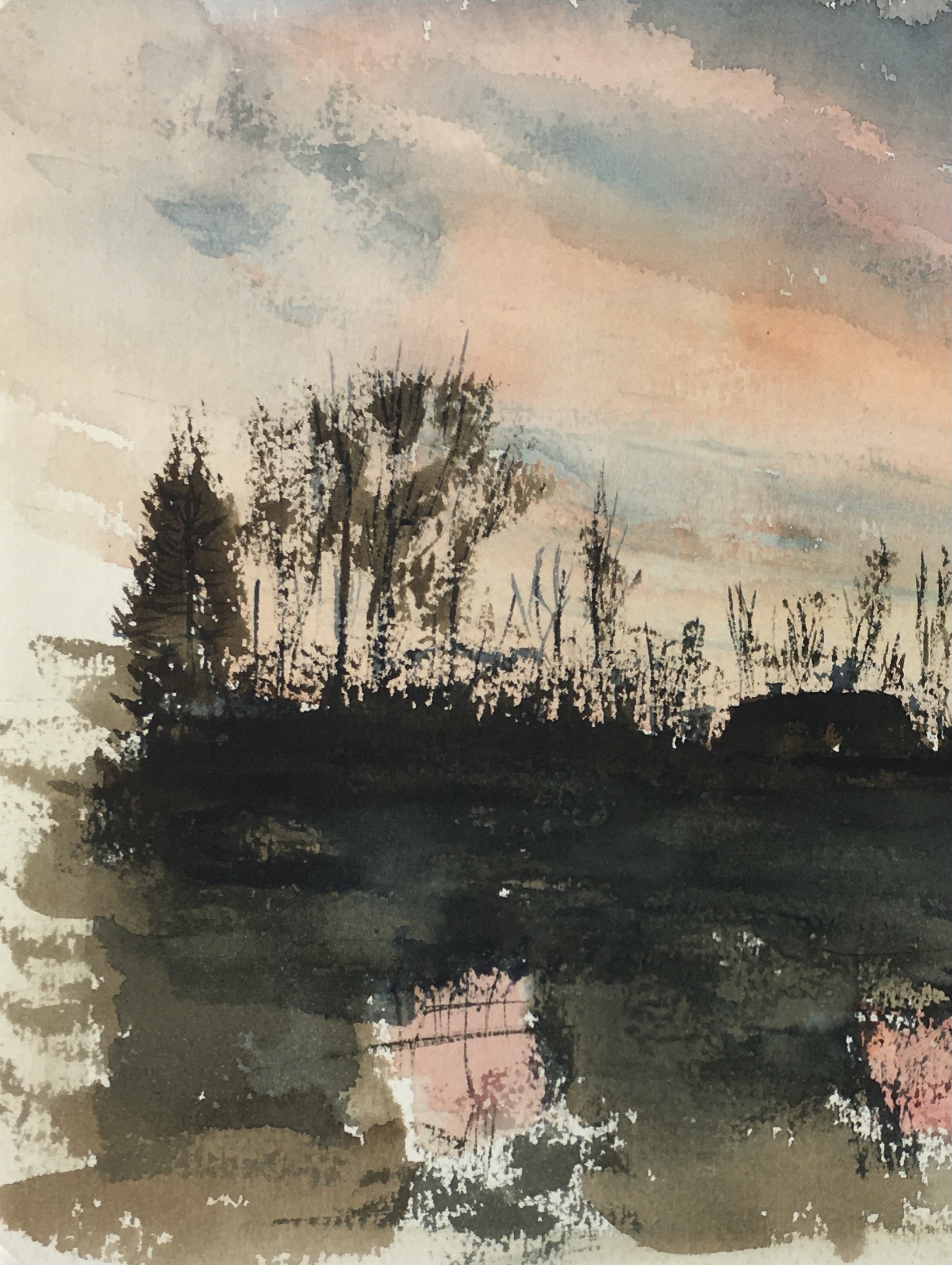 Landscapes Original Art - Sunset, P. B., c.1960 - Original Art, Antique ...