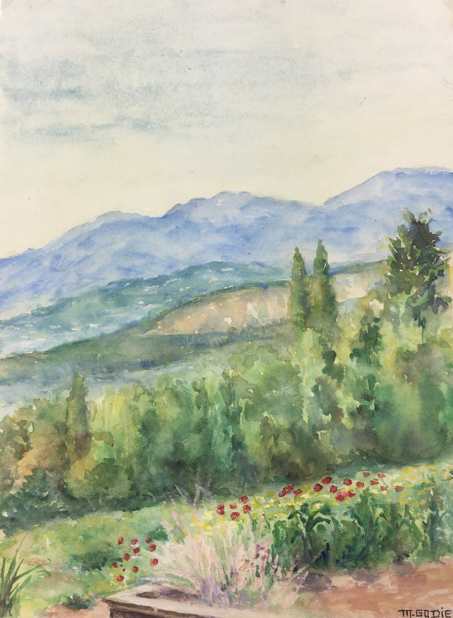 Landscapes Original Art - The Mountains, M. Godier, C.1940 - Original ...