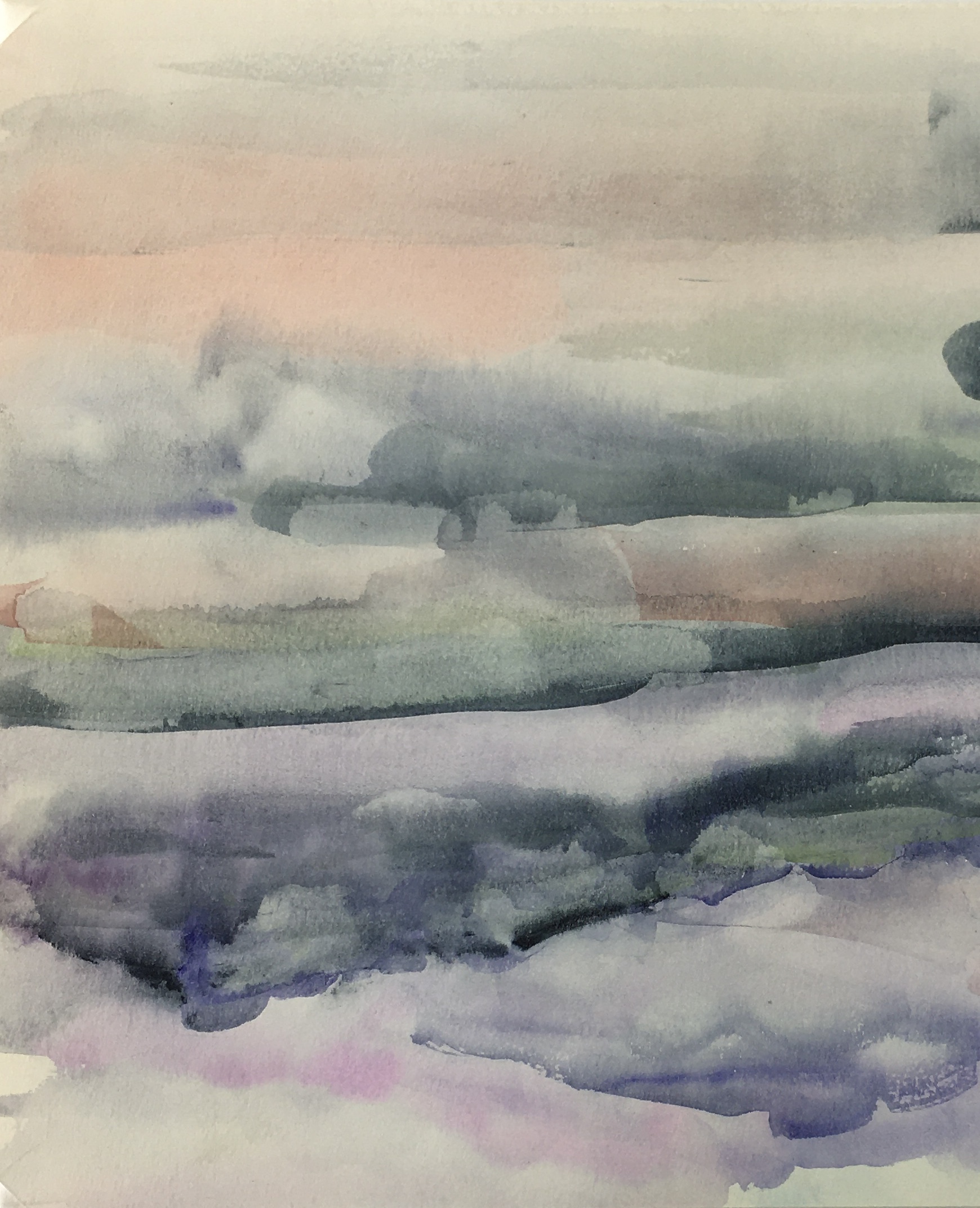 Landscapes Original Art - Abstract Fields, Watercolor, 1990s - Original ...