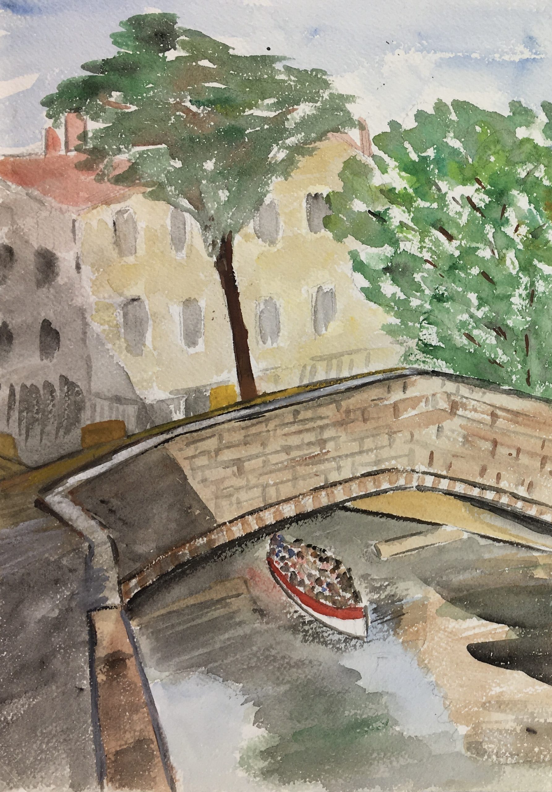 Rivers Original Art - On the River, French, c. 1950 - Original Art ...