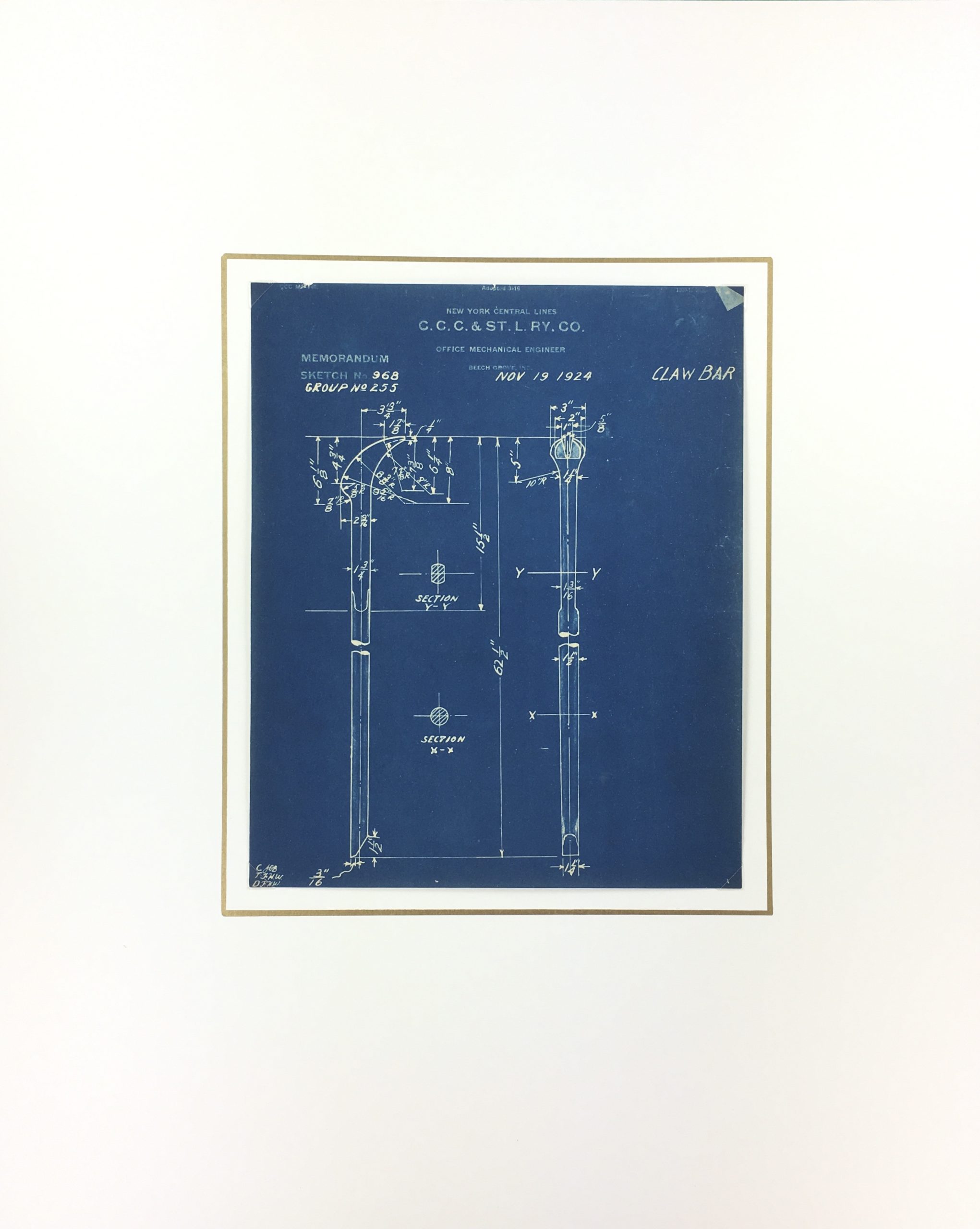 Technical Drawing Original Art - Blueprint, New York Central Rail, 1924 ...
