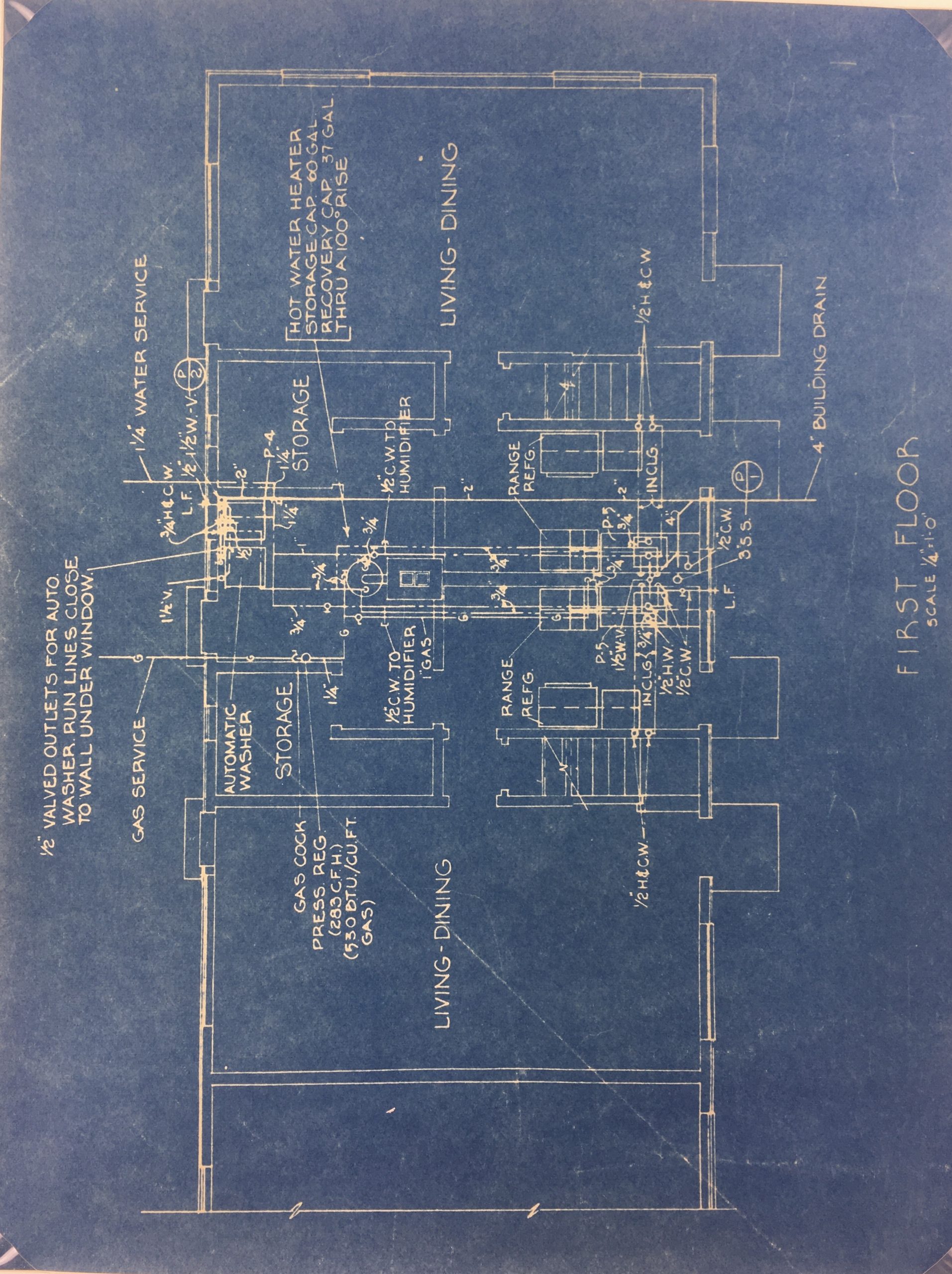 Technical Drawing Original Art - Living Quarters, USACE, 1950 ...