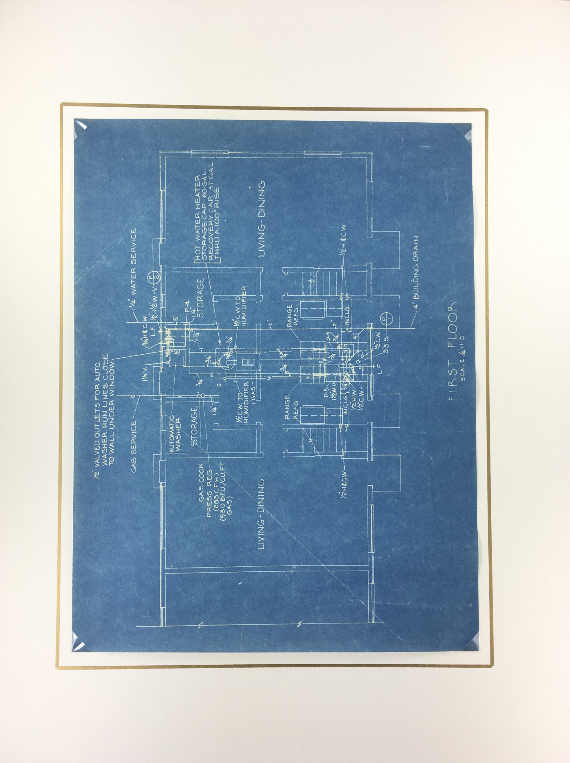 Technical Drawing Original Art - Living Quarters, USACE, 1950 ...
