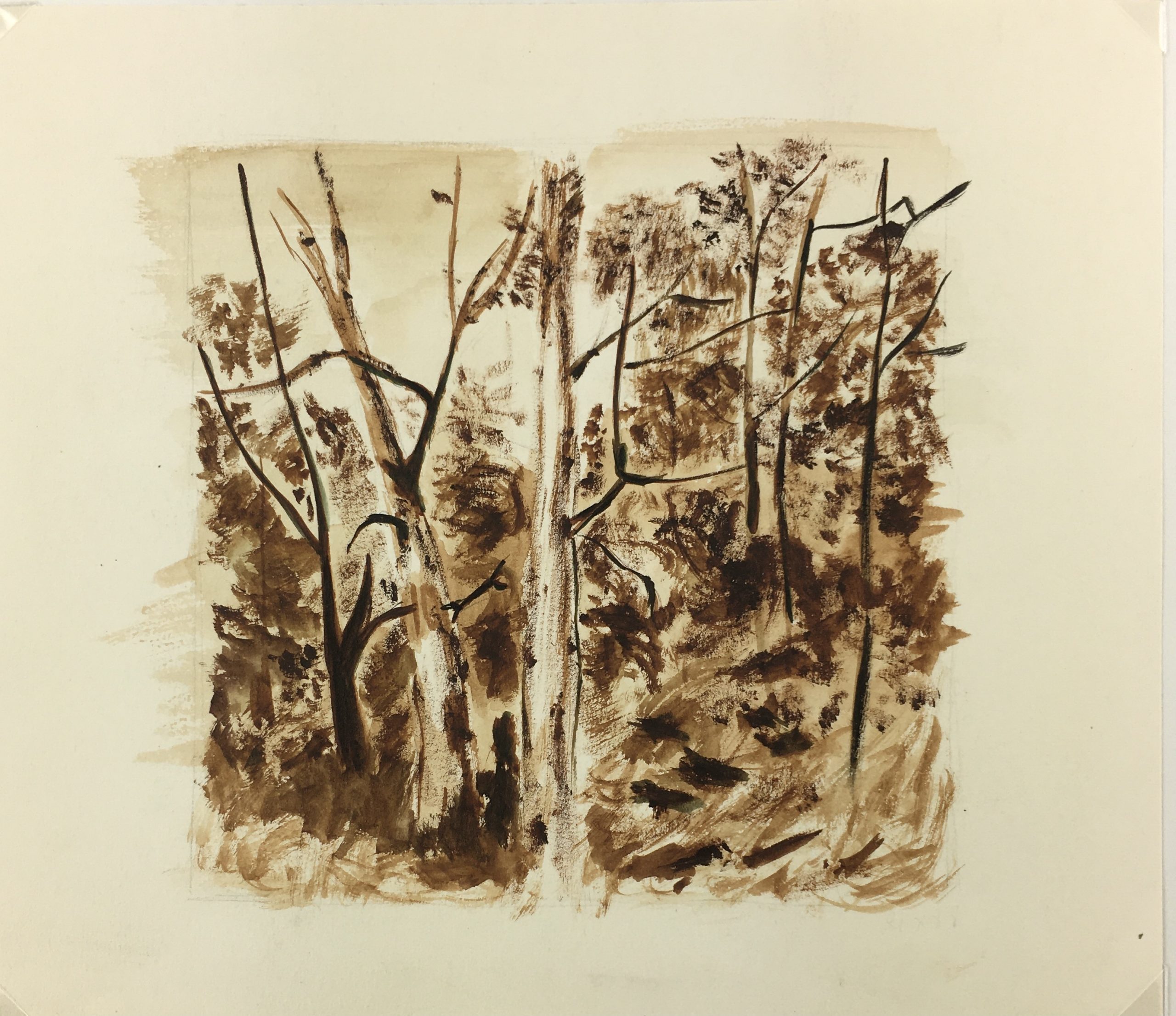 Trees Original Art - Trees, French, c. 1960 - Original Art, Antique ...