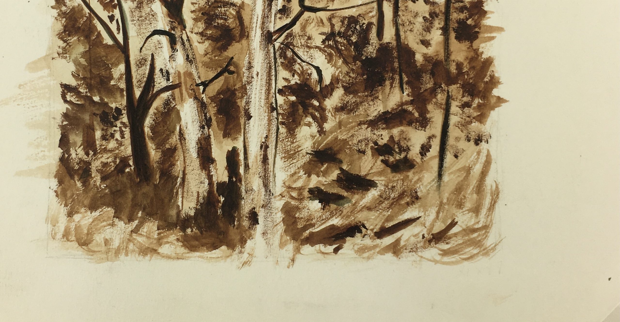 Trees Original Art - Trees, French, c. 1960 - Original Art, Antique ...