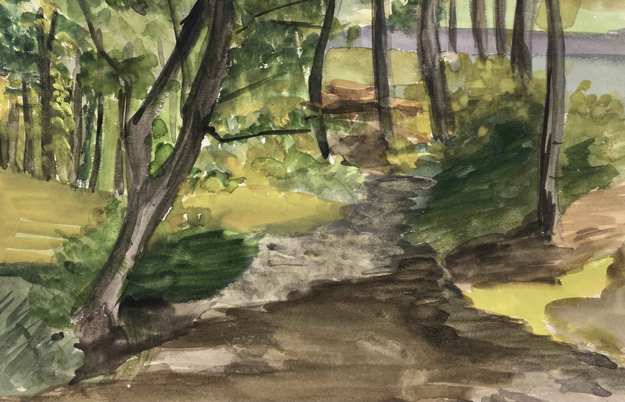 Trees Original Art - The Path, Watercolor, c. 1950 - Original Art ...