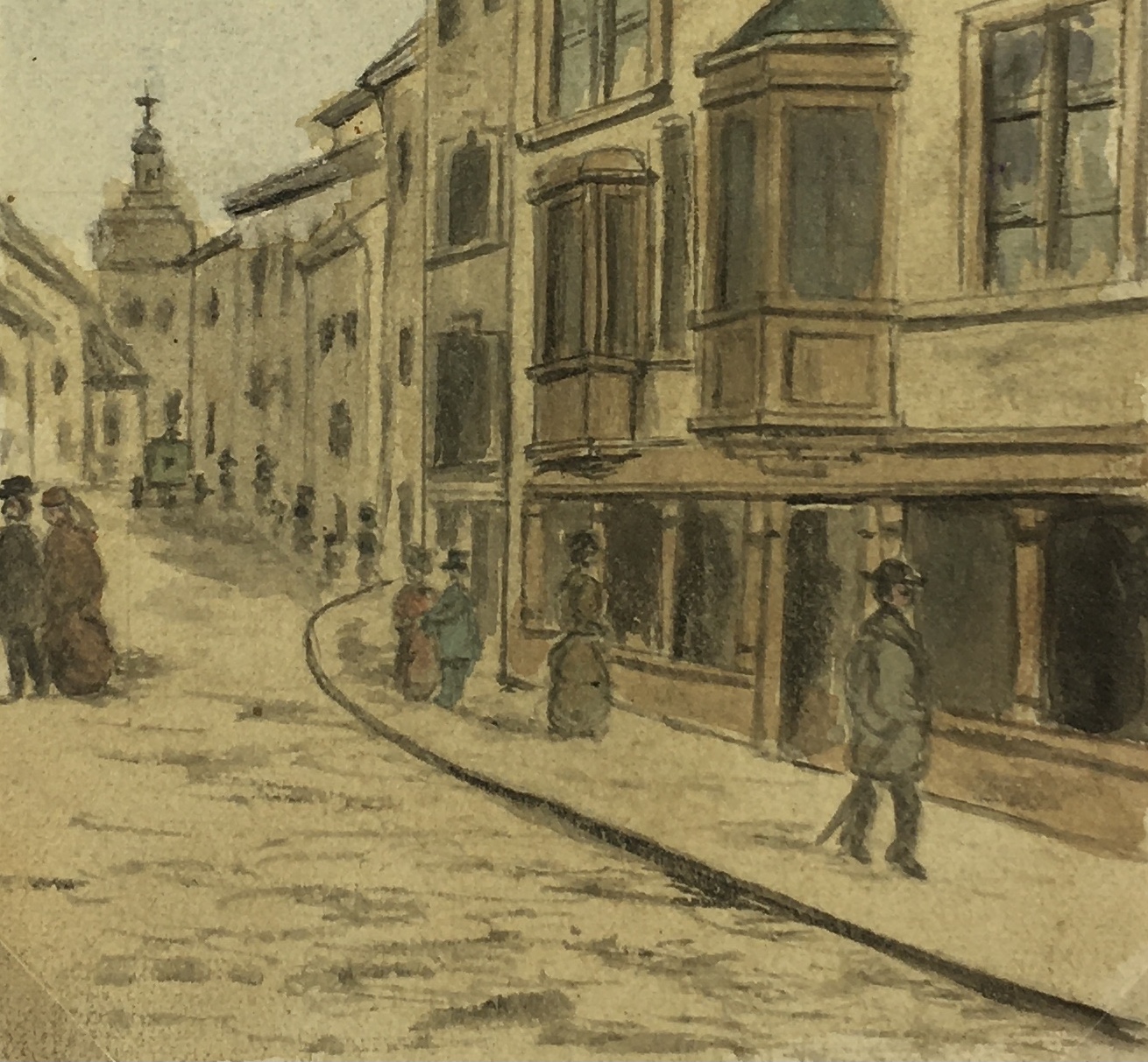 Towns Original Art - Town Center, French, c. 1910 - Original Art ...