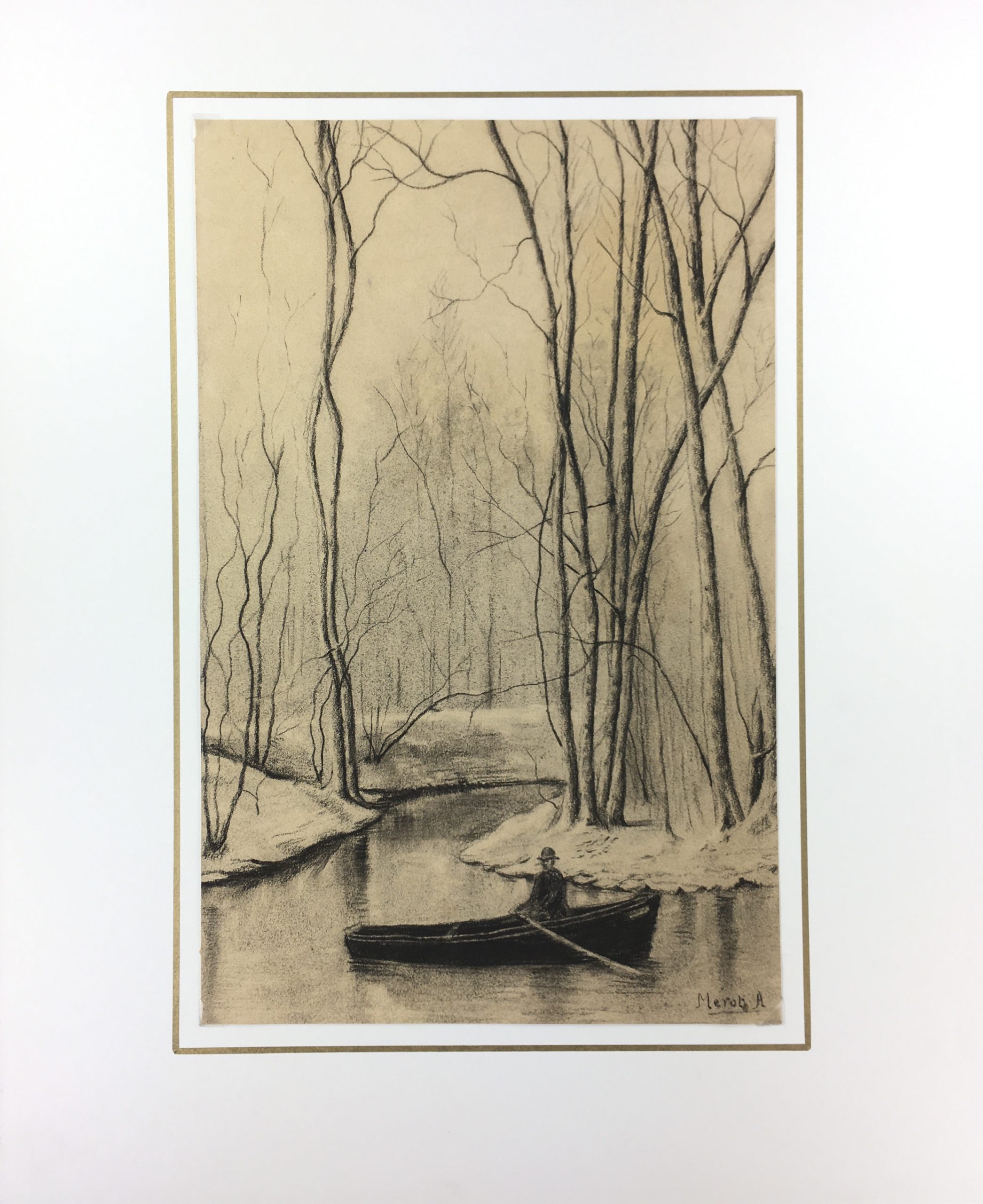 Winter Original Art - Canoe in Winter, Merot A., c. 1920 - Original Art ...
