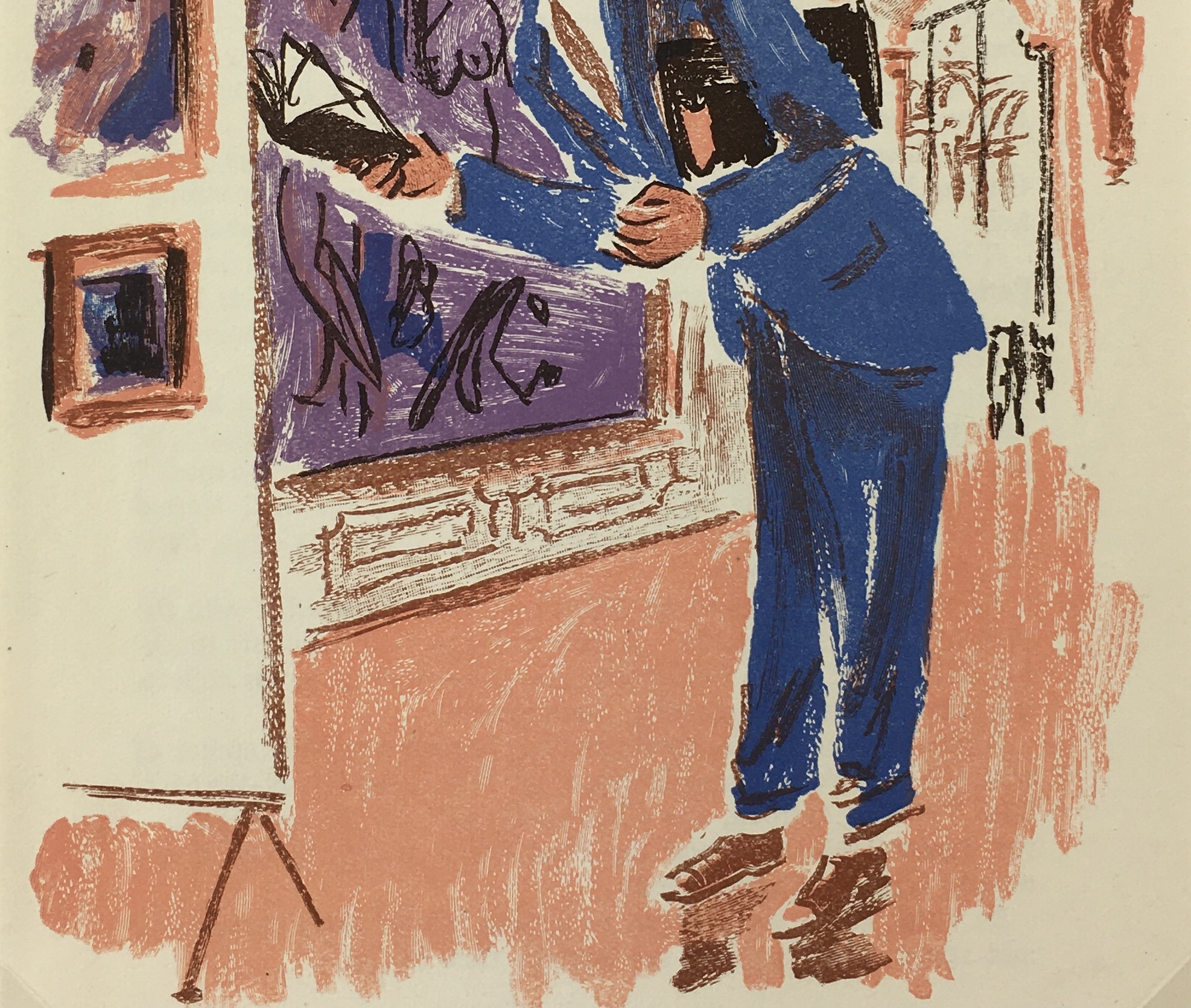 Paris Print - Louvre, P. Berger, 1951 - Original Art, Antique Maps & Prints