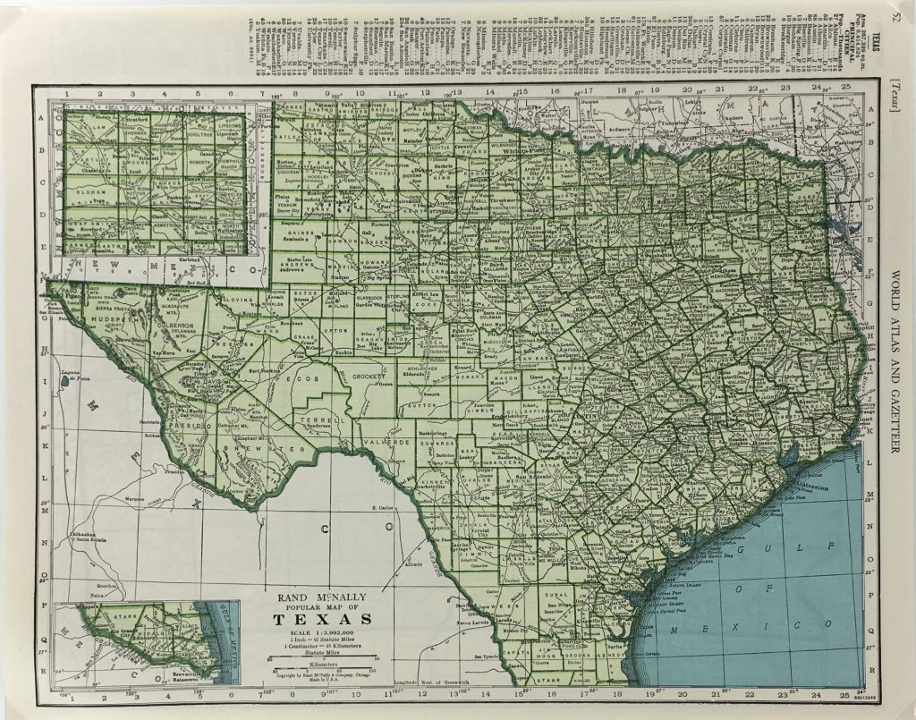 Texas Map - Texas Map, Rand McNally, 1946 - Original Art, Antique Maps ...