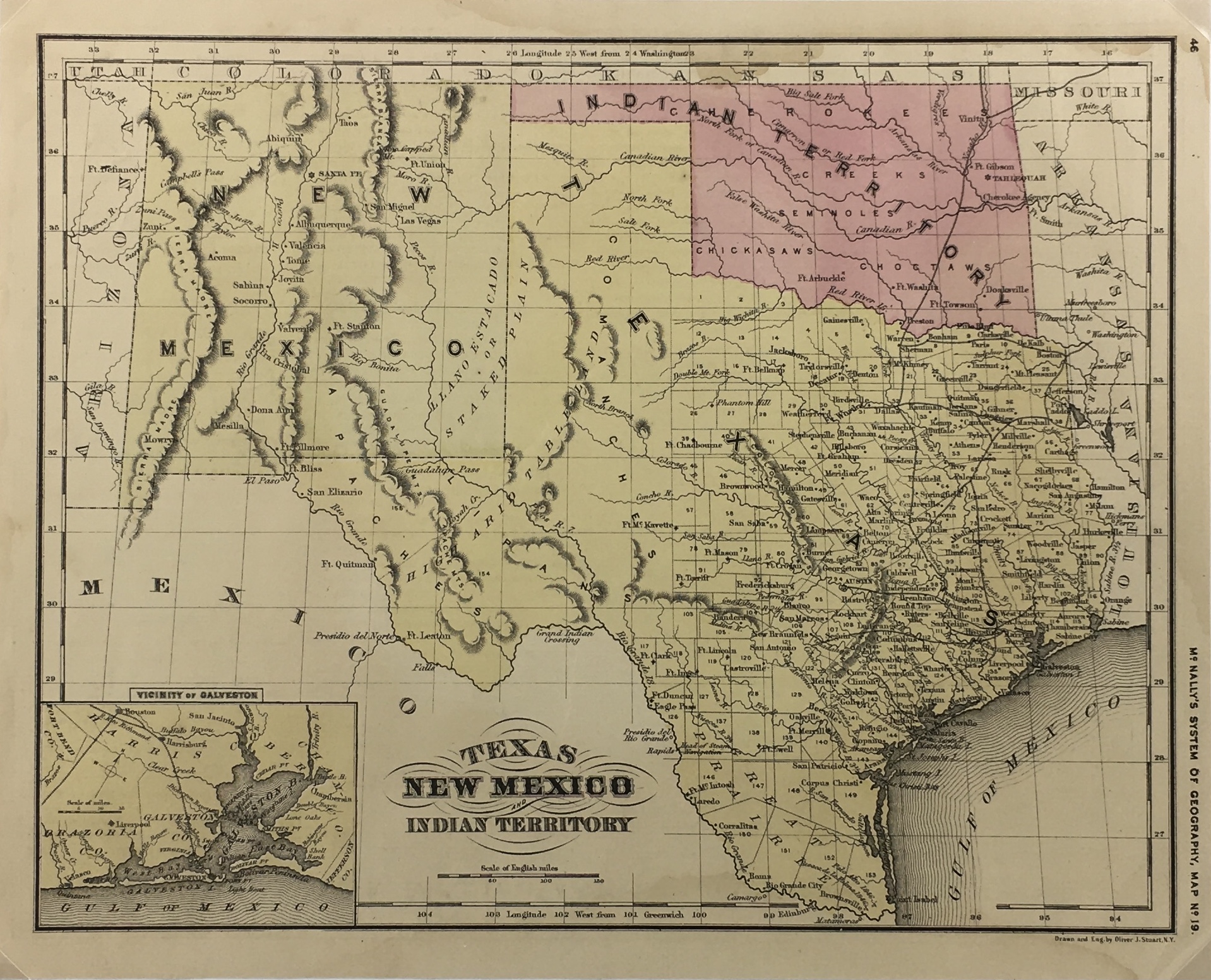 Texas Map - Texas Map, McNally's, 1866 - Original Art, Antique Maps ...