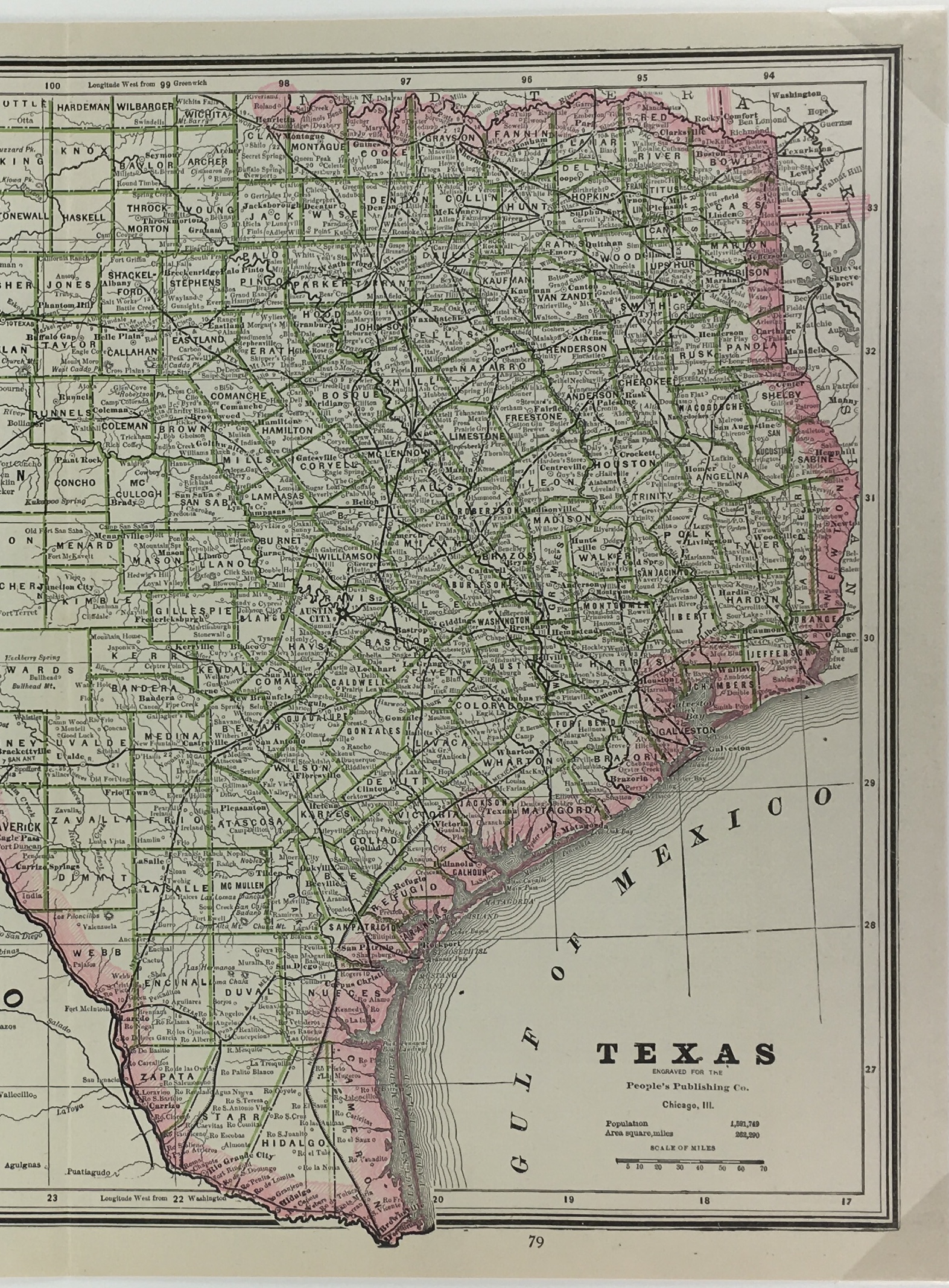 Texas Map - Texas, People (Greer County), c.1890 - Original Art ...